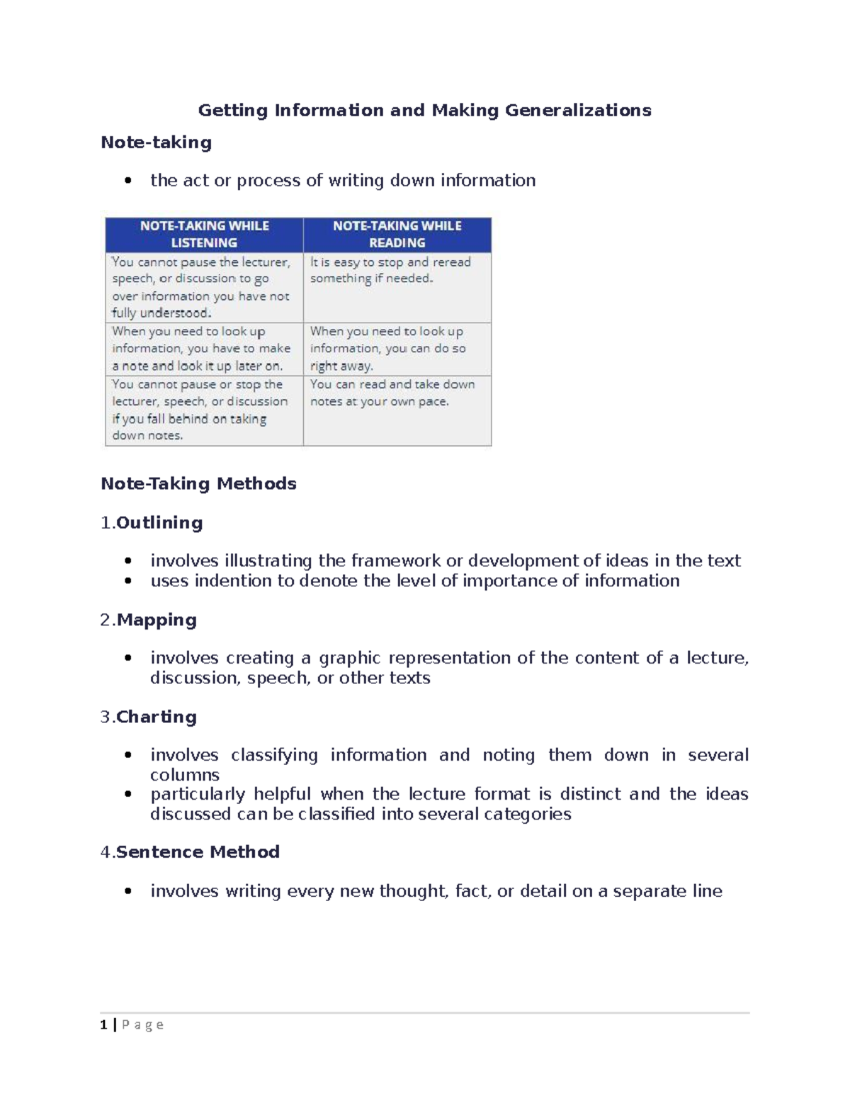 Getting Information and Making Generalizations - Getting Information ...