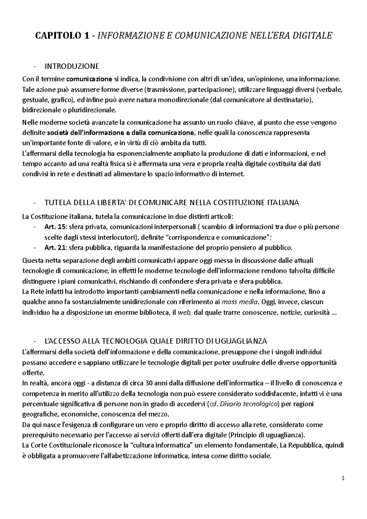 Diritto dell informazione e della comunicazione 66 - CAPITOLO 1 ...