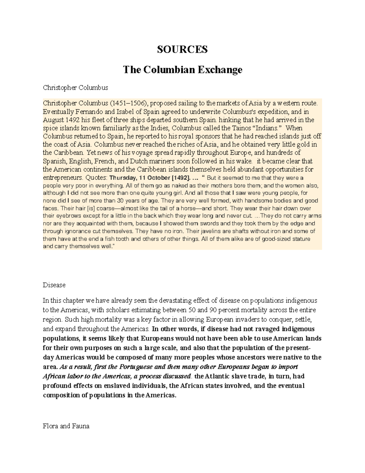 Sources (2015 10 04 19 56 14 UTC) - SOURCES The Columbian Exchange ...