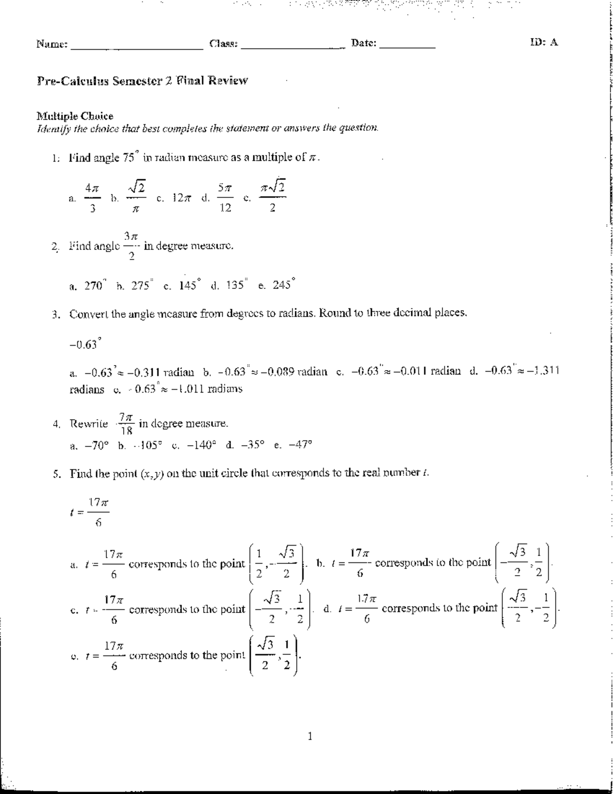 Semester 2 Final Review - MATH 120R - Studocu