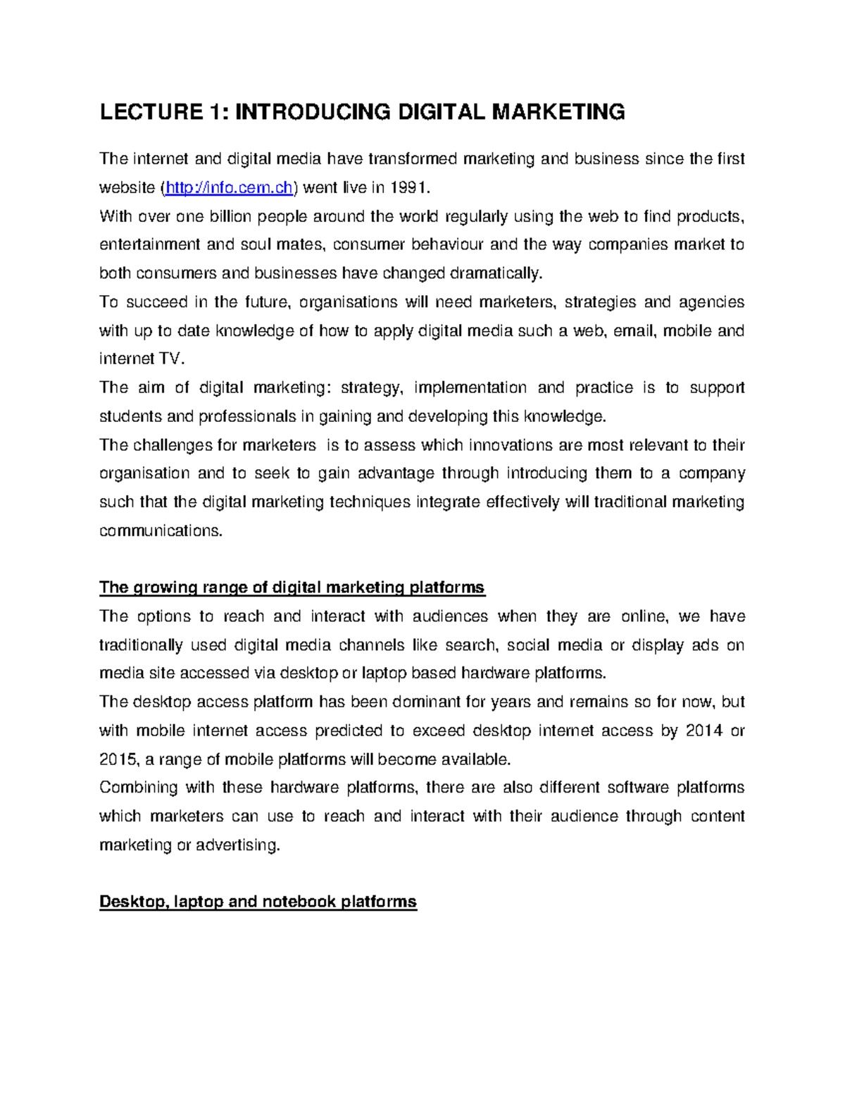 Lecture 1 Digital Customer Experience CIM - LECTURE 1: INTRODUCING ...