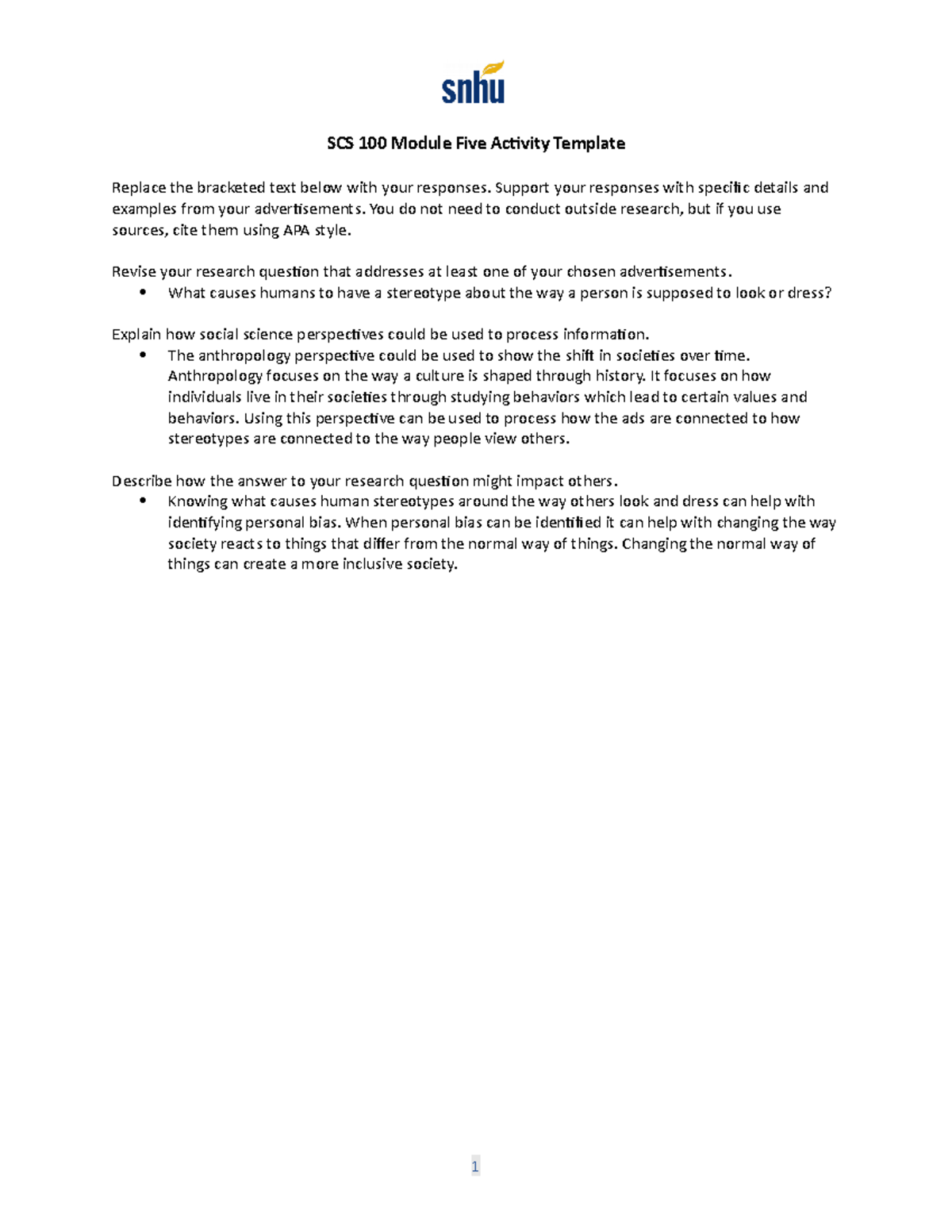 Tyler Goodnight-SCS 100 Module Five Activity - SCS 100 Module Five ...