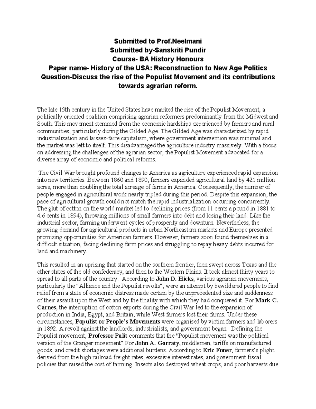 Populist MOvement - The late 19th century in the United States have ...