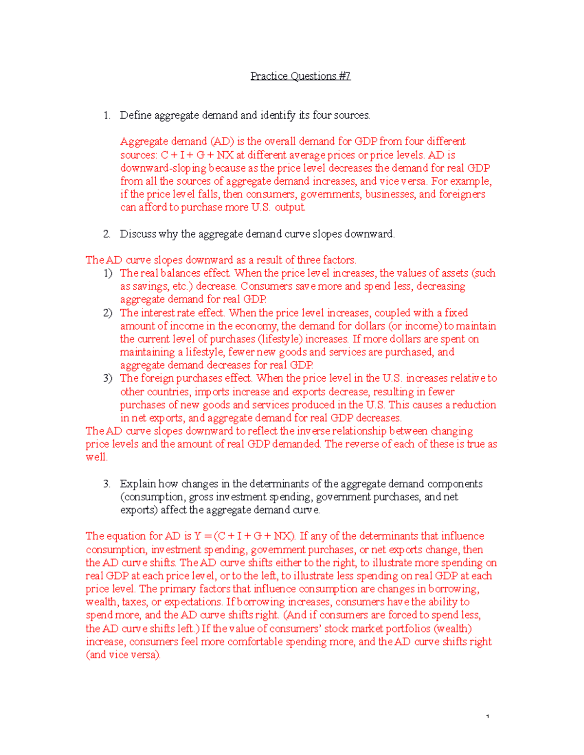 Practice Questions 7 with answers - Practice Questions # Define ...