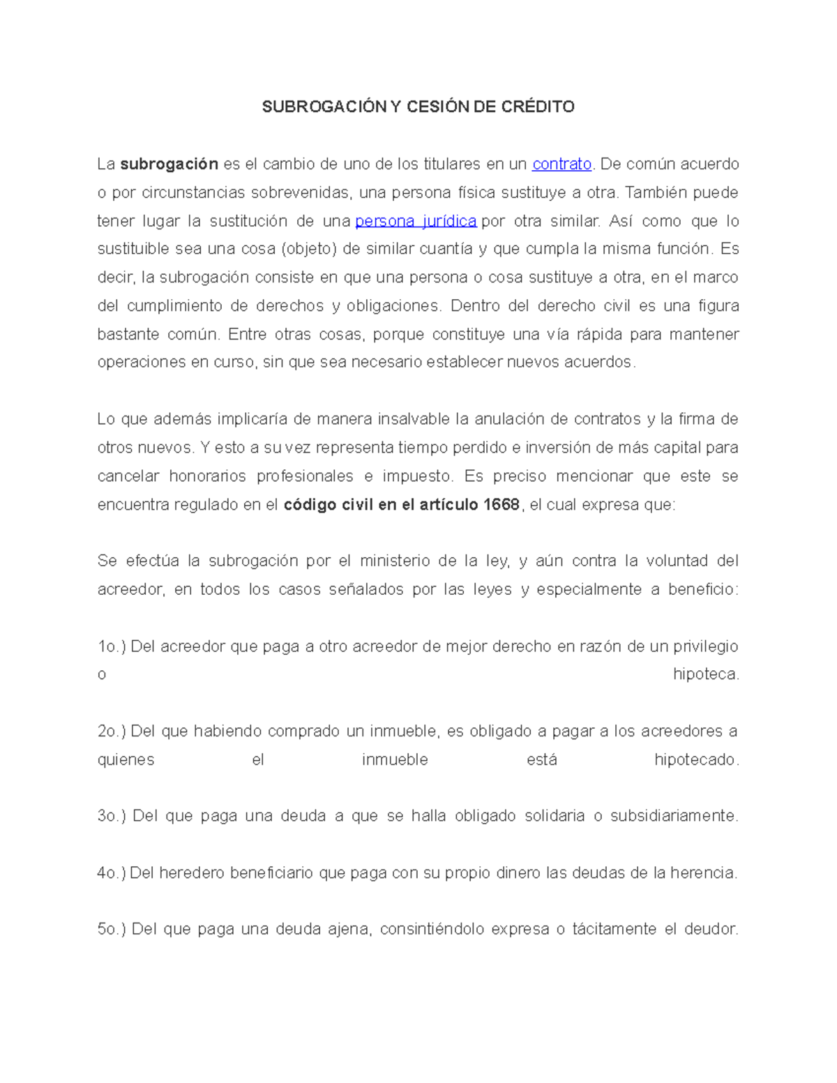 Subrogación Y Cesión DE Crédito- Jacqueline Rondón - SUBROGACIÓN Y ...