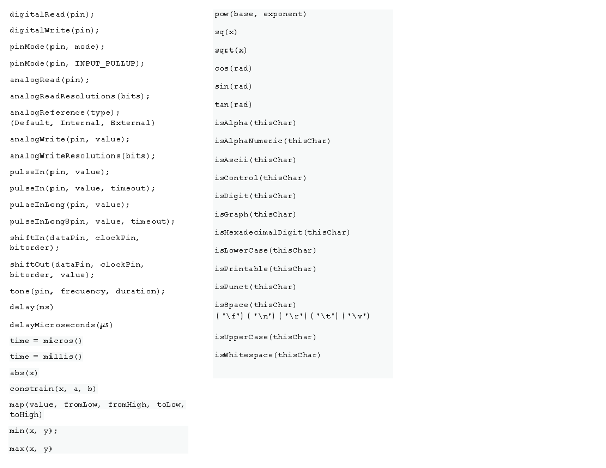 Ddddd - digitalRead(pin); digitalWrite(pin); pinMode(pin, mode ...