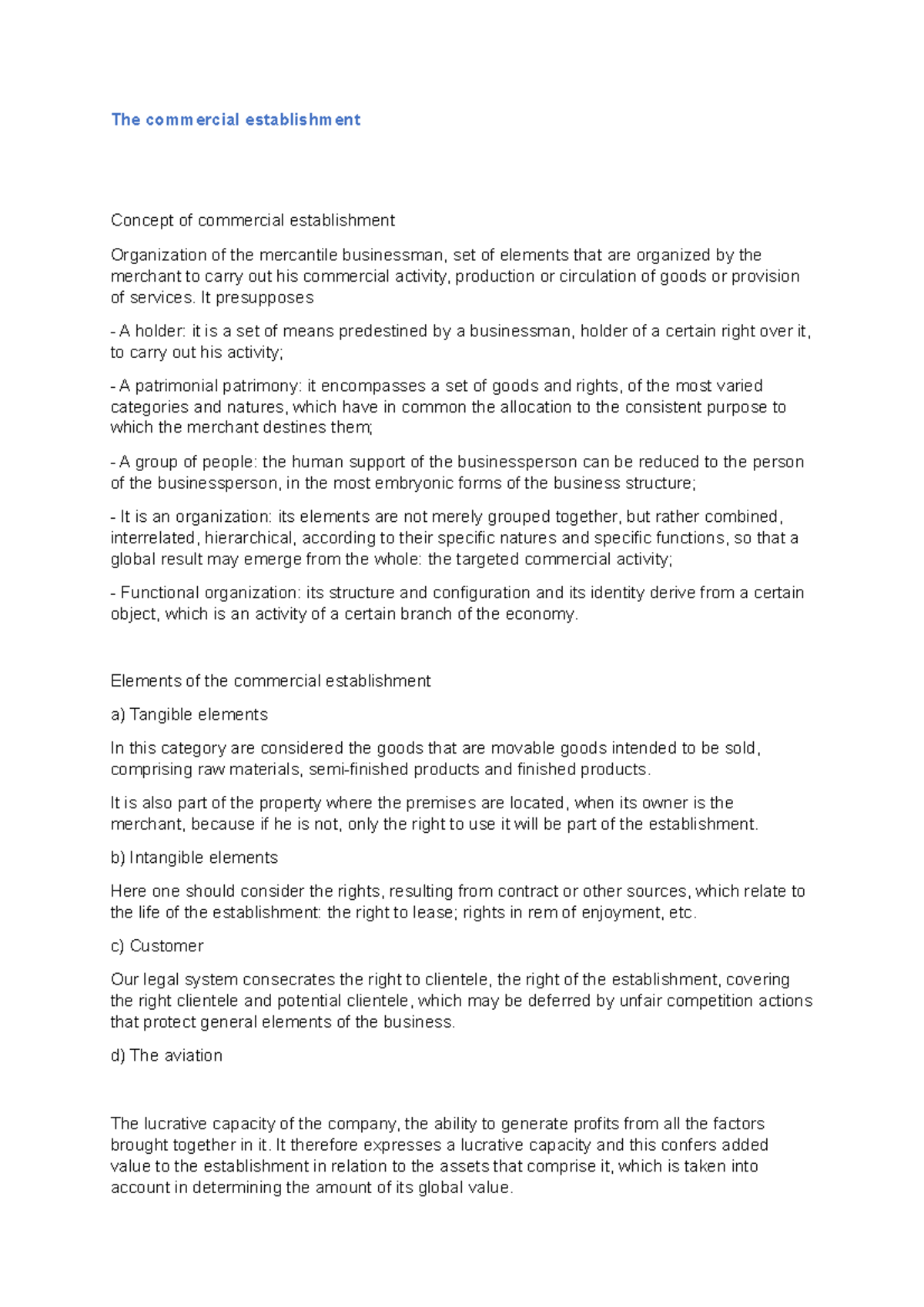 The commercial establishment 4 - The commercial establishment Concept ...