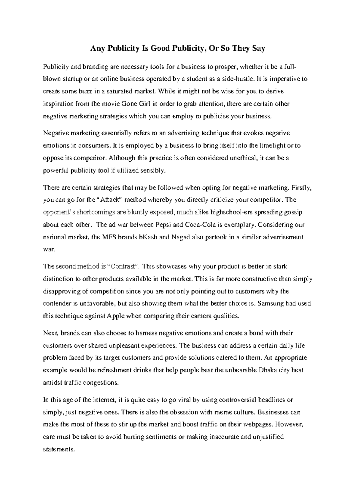 Article 1 - Any Publicity Is Good Publicity, Or So They Say - Any ...