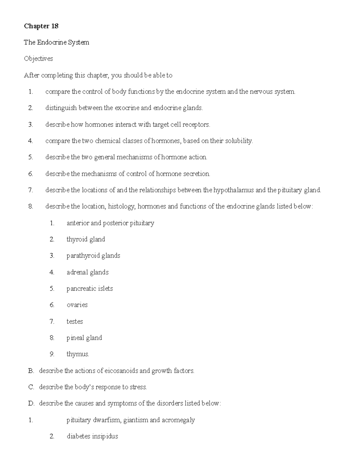 Chapter 18 The Endocrine System - Chapter 18 The Endocrine System ...