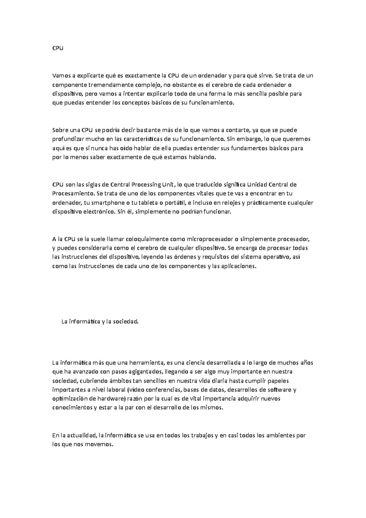 Cpu - Hola - CPU Vamos a explicarte qué es exactamente la CPU de un ...