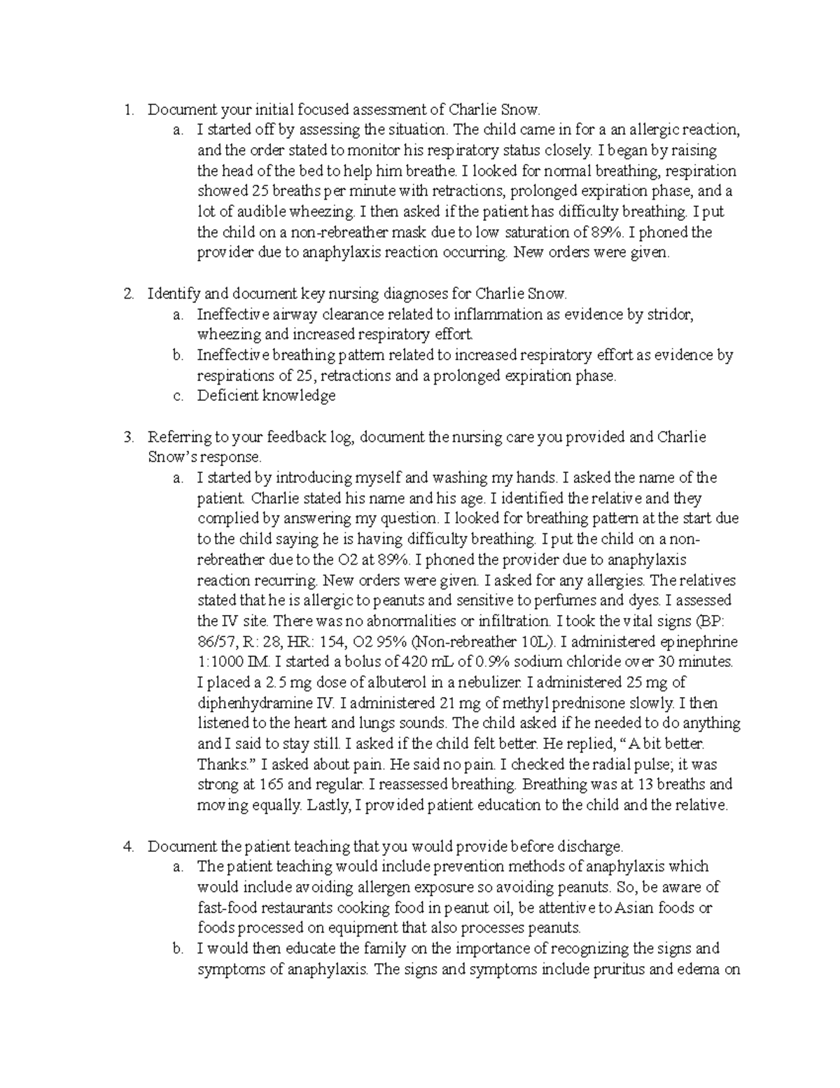 V Sim Charlie Snow Documentation - Document your initial focused ...