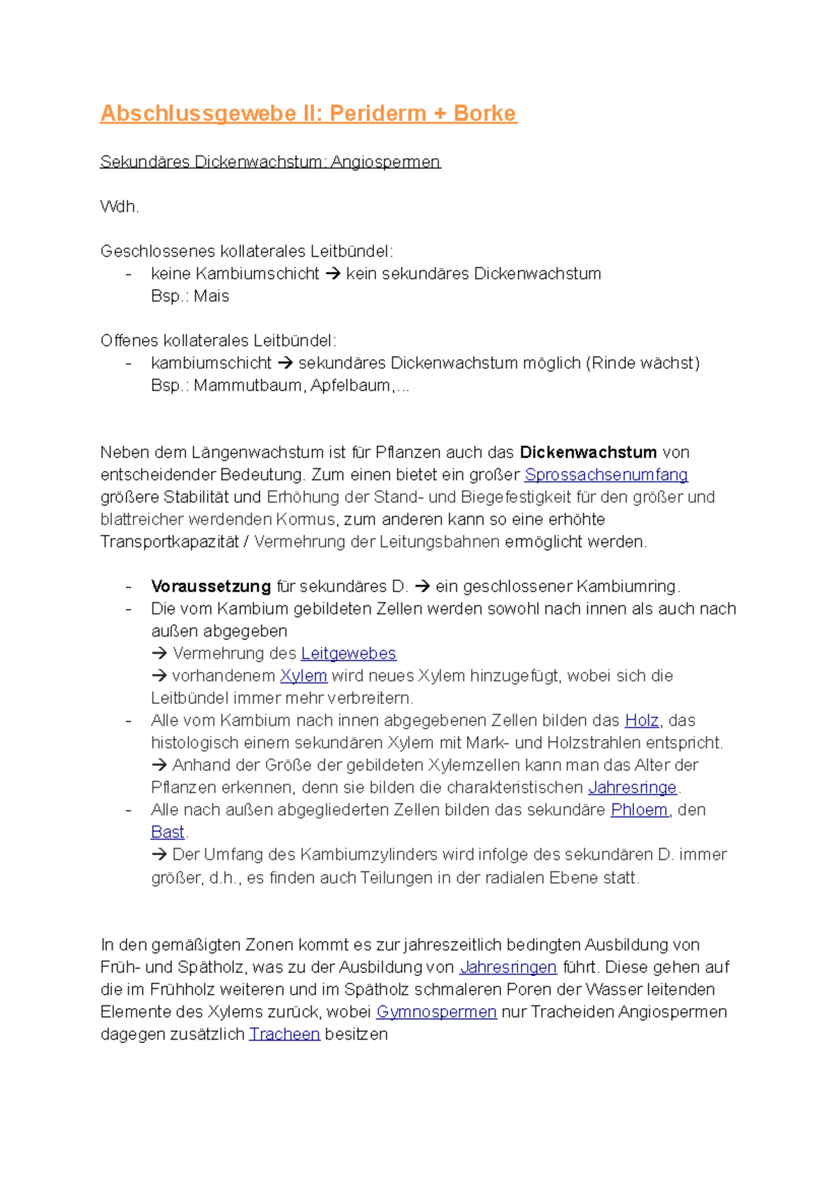 Abschlussgewebe II - Botanik - Abschlussgewebe II: Periderm + Borke ...