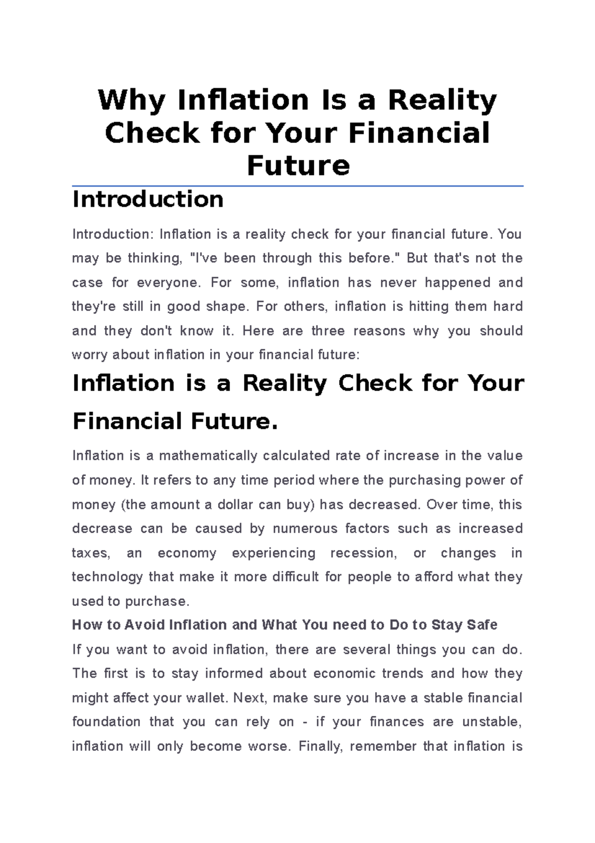 Why Inflation Is a Reality Check for Your Financial Future - Why ...