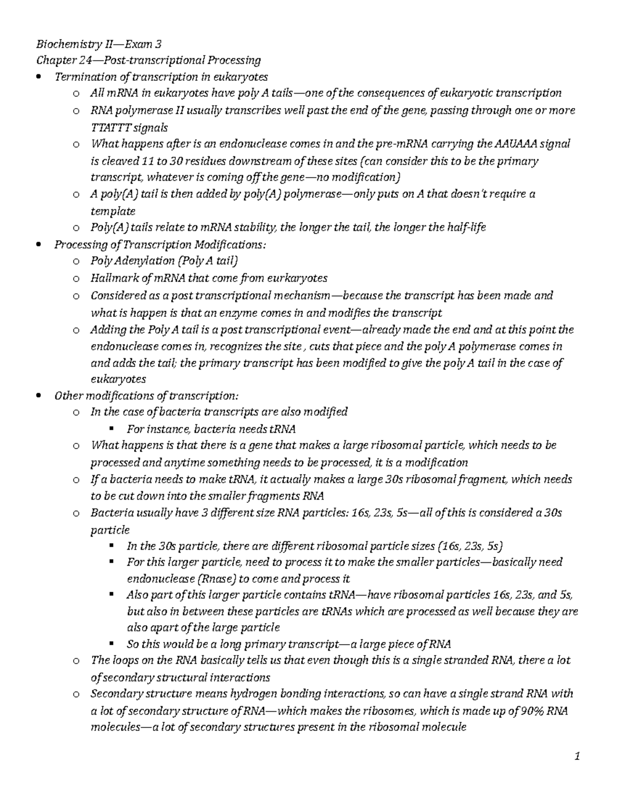 Biochemistry II—Exam 3 - Biochemistry II—Exam 3 Chapter 24—Post ...