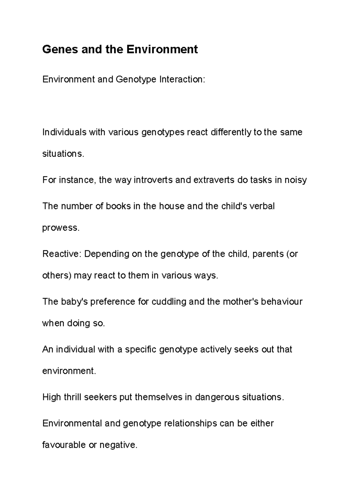 Genes and the Environment - Genes and the Environment Environment and ...