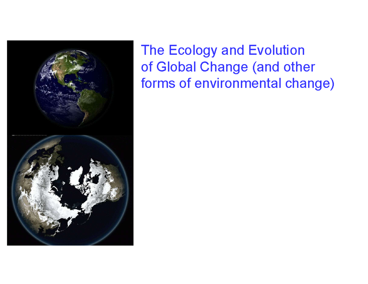 Ecology and Evolution of Global Change - Studocu