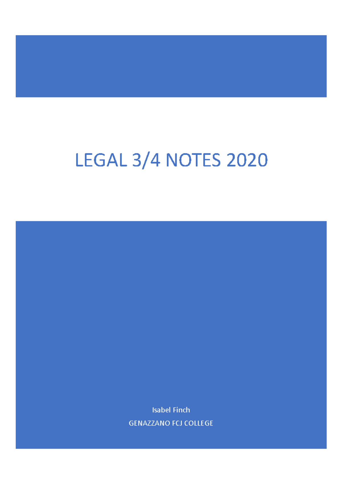 Final notes Legal Studies 3/4 - Isabel Finch GENAZZANO FCJ COLLEGE ...