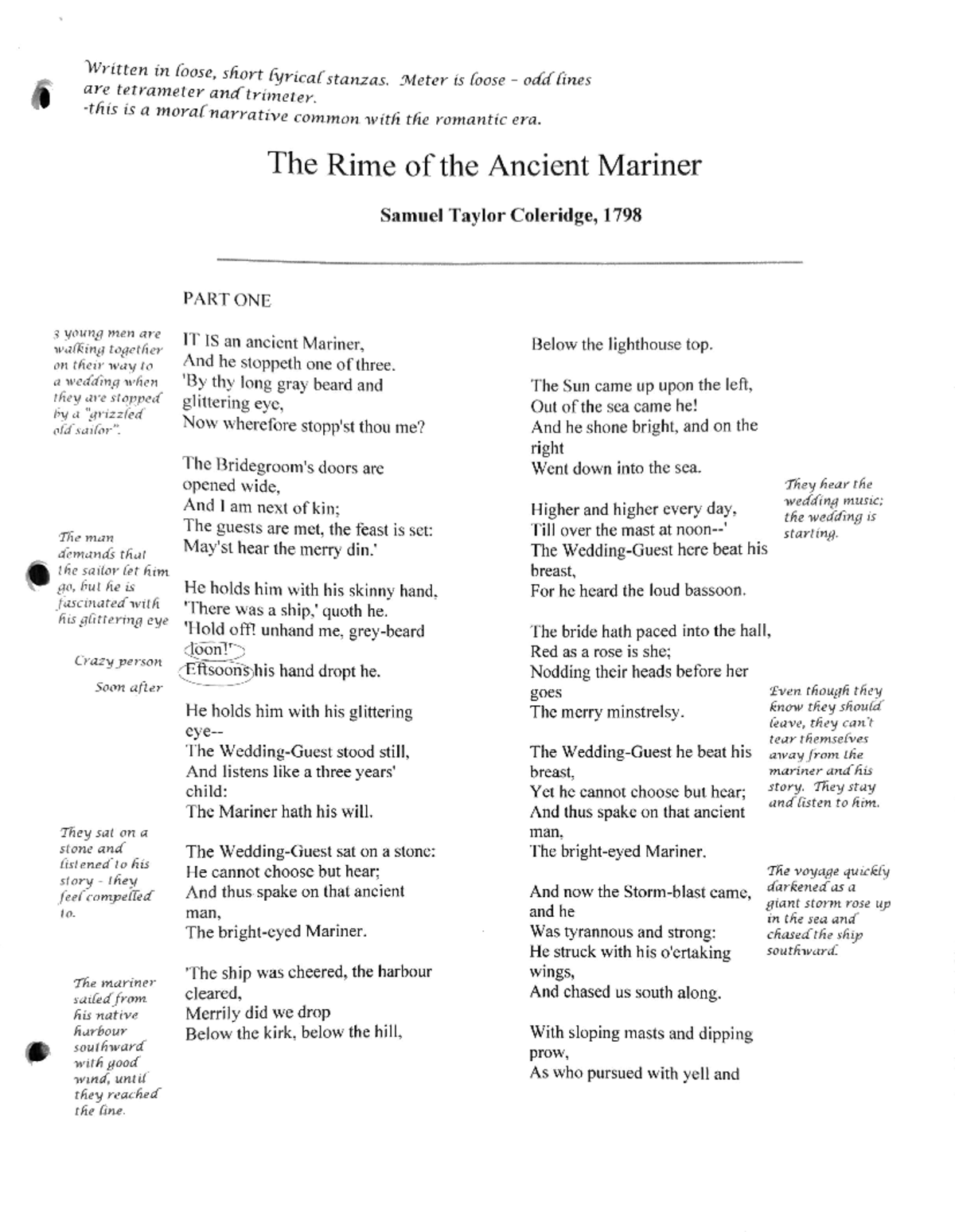 Annotated The Rime of the Ancient Mariner - Studocu