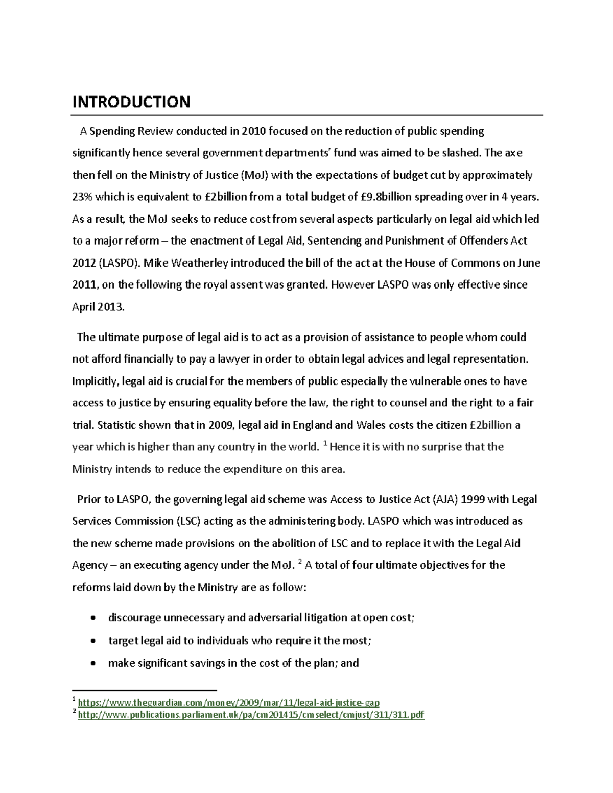Common Law Assignment - INTRODUCTION A Spending Review conducted in ...