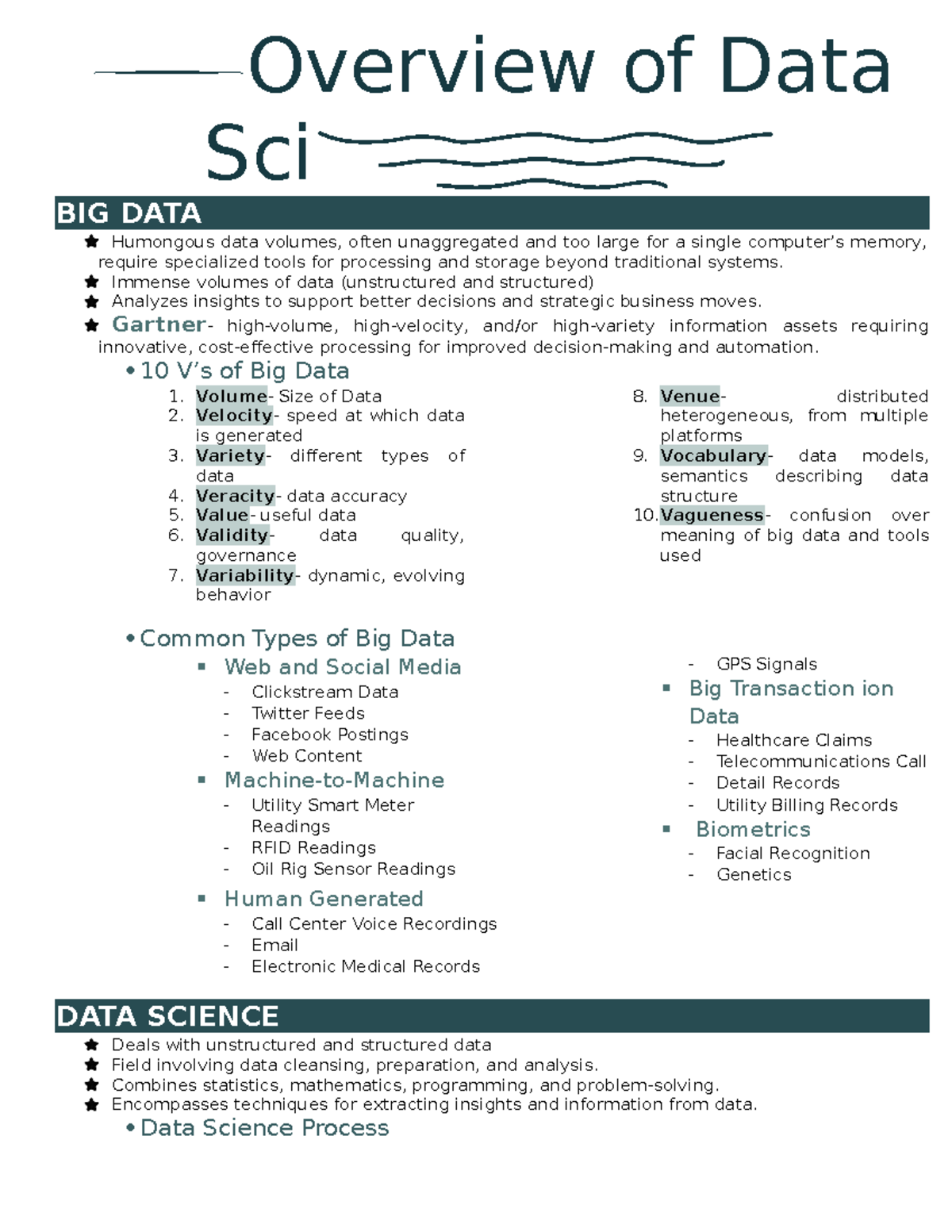 DATA SCI 1 - DATA SCIENCE LECTURE NOTES - Overview of Data Sci BIG DATA ... DATA SCI 1 - DATA SCIENCE LECTURE NOTES - Overview of Data Sci BIG DATA ...