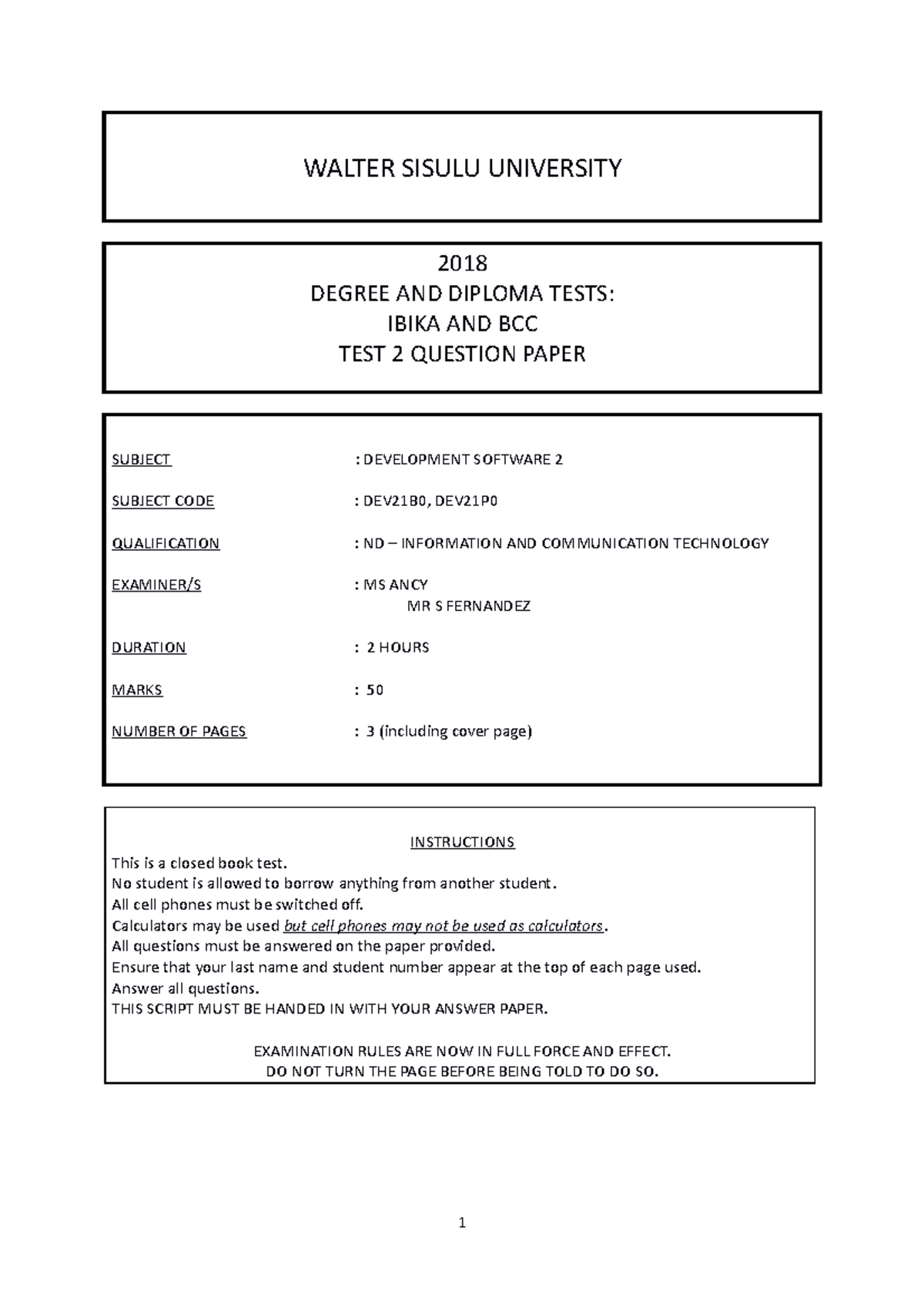 2018 DS2 TEST2 Qpaper - Practice Material and Assignment - WALTER ...