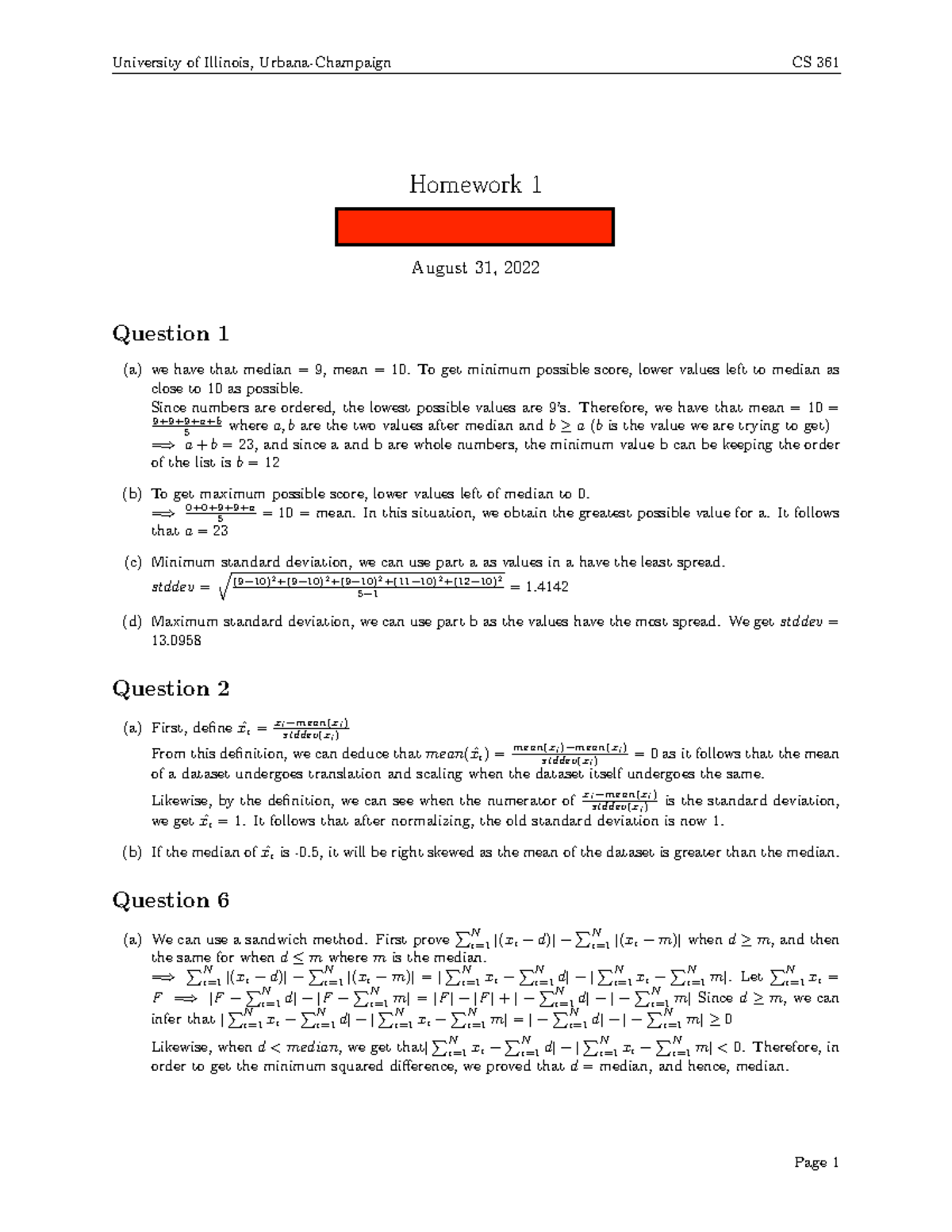 Cs361 hw01 - This is the homework 1 - University of Illinois, Urbana ...