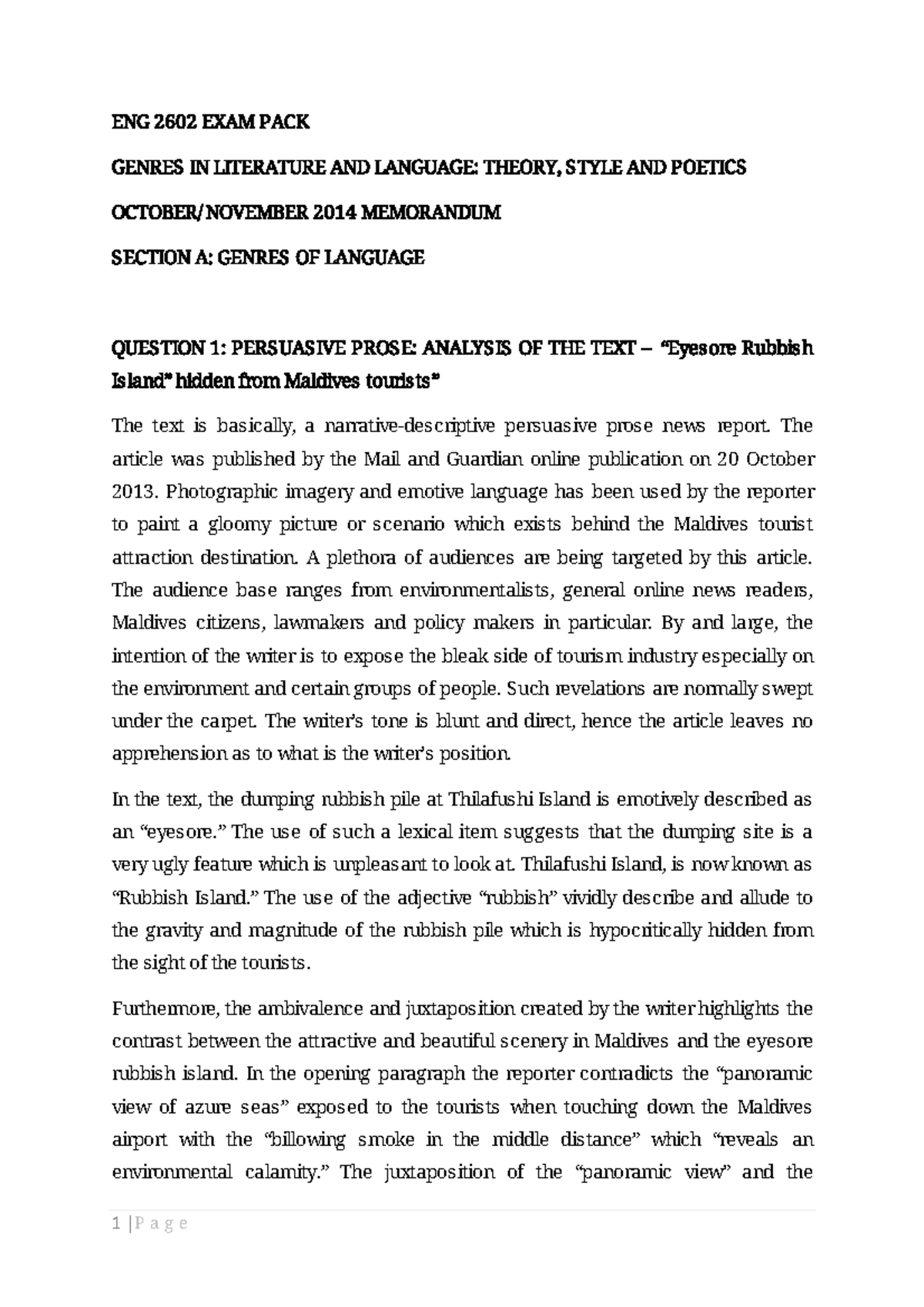 ENG 2602 EXAM PACK - eng2602 notes - ENG2 60 2EXAM PACK - Studocu