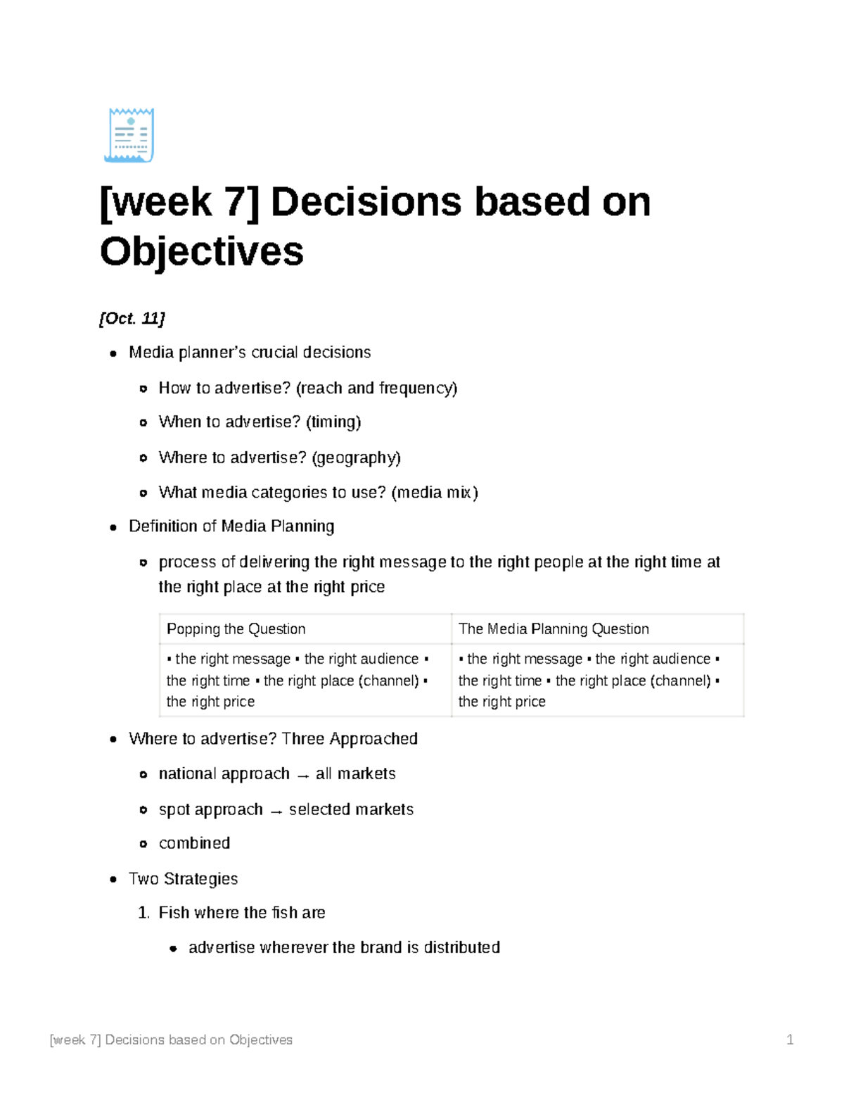 week 7 Decisions based on Objectives - [week 7] Decisions based on ...