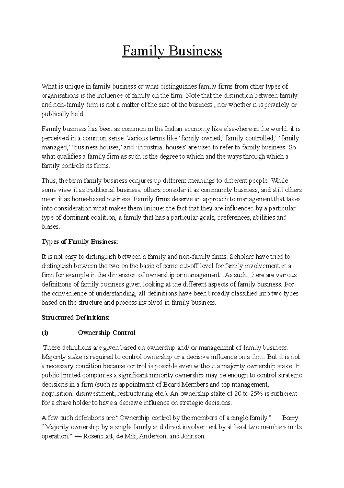 Family Businesson 3-1-2020 - Family Business What is unique in family ...