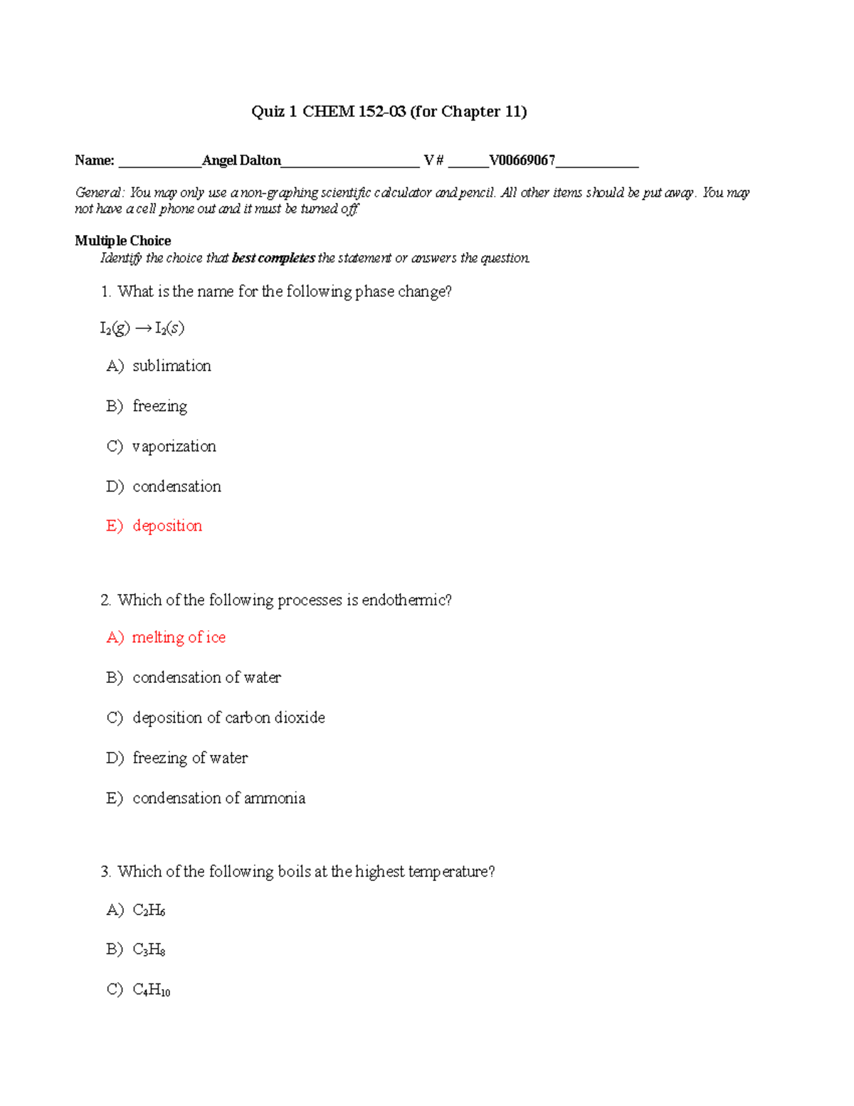 Quiz 1 (for Chapter 11) CHEM 152 Spring 2024 - Quiz 1 CHEM 152-03 (for ...