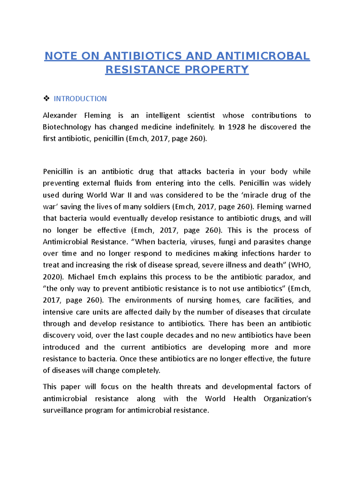 NOTE ON Antibiotics AND Antimicrobal Resistance Property - NOTE ON ...