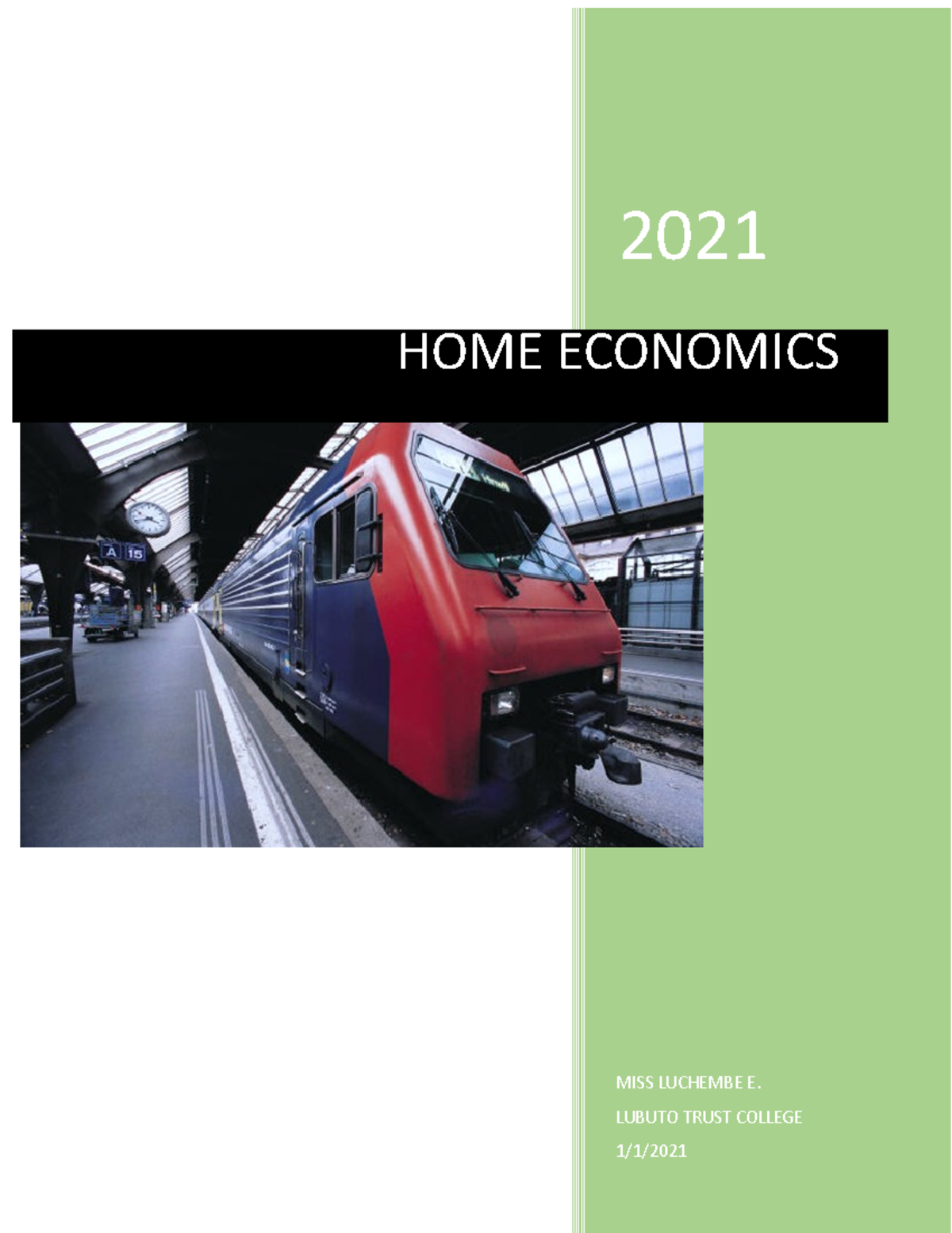 HOME Economics-3 - 2021 MISS LUCHEMBE E. LUBUTO TRUST COLLEGE 1/1/ HOME ...