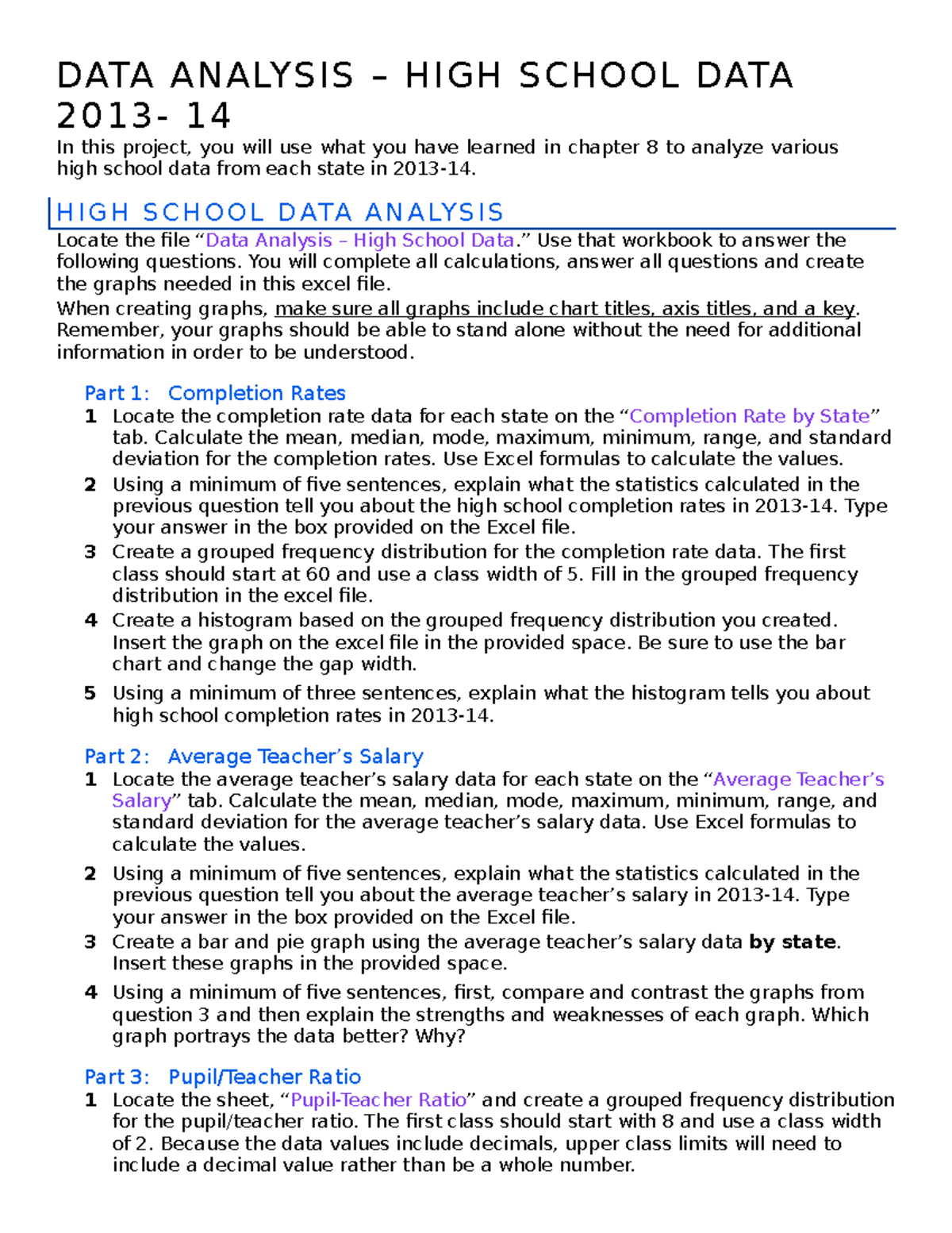 Data Analysis Project Instructions-1 - DATA ANALYSIS – HIGH SCHOOL DATA ...