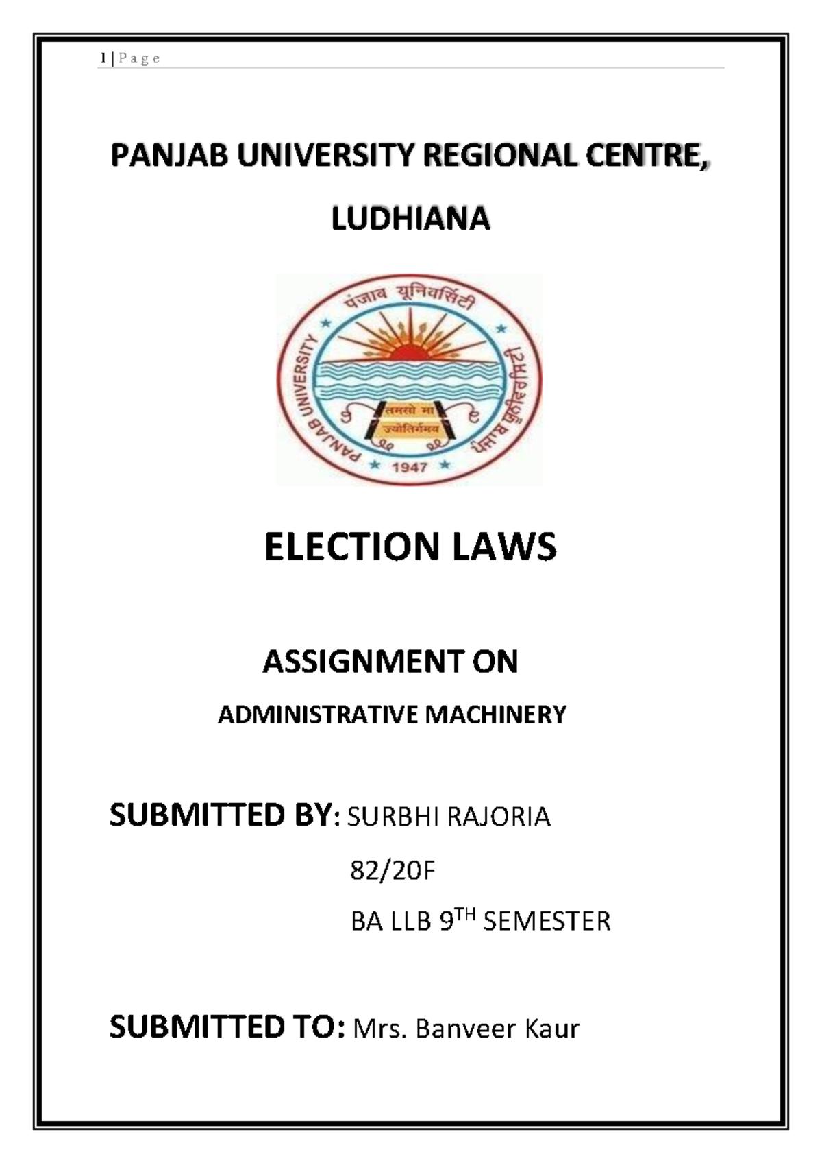 Election LAWS - ELECTION LAWS ASSIGNMENT ON ADMINISTRATIVE MACHINERY ...