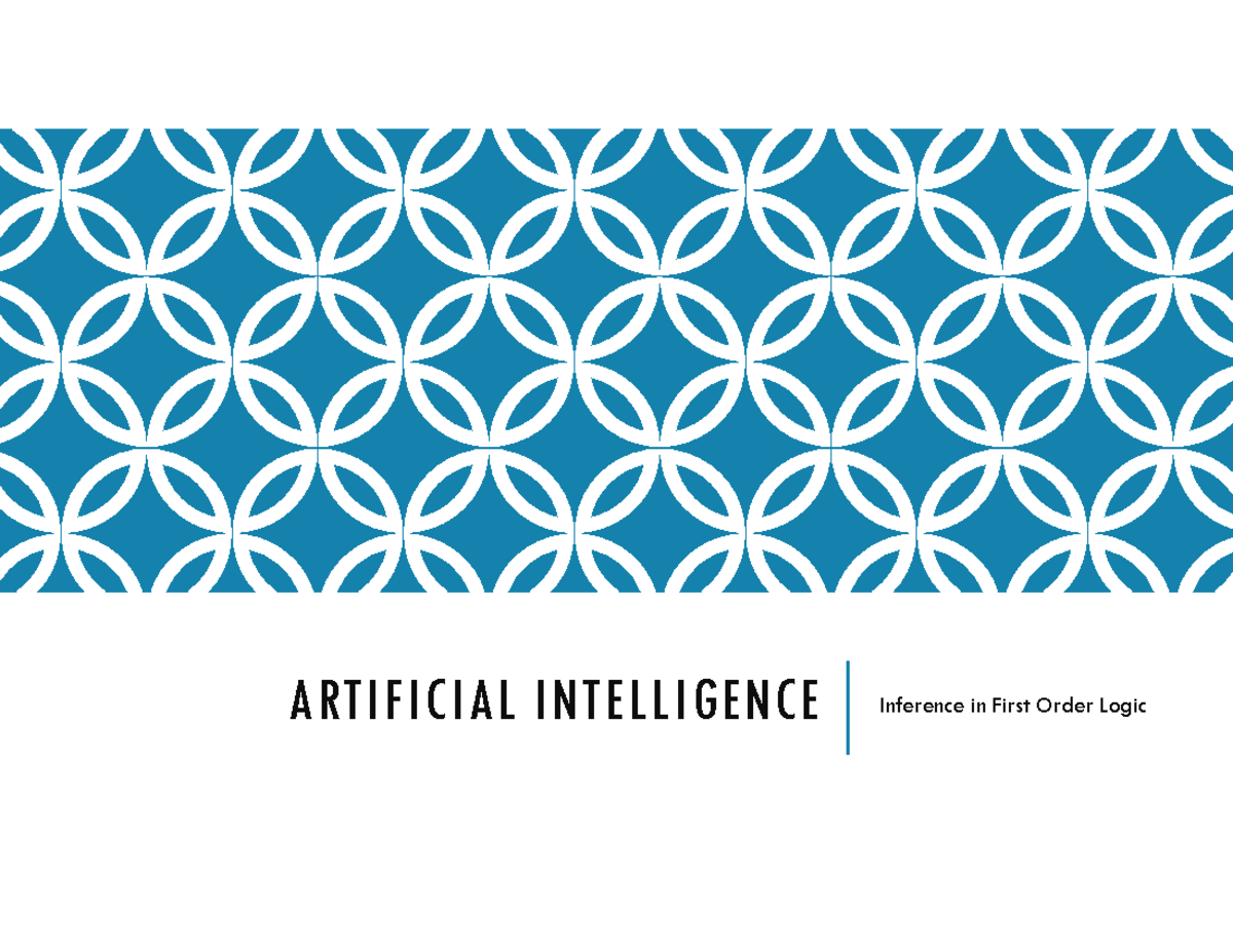 AI Lec16 - notes - ARTIFICIAL INTELLIGENCE Inference in First Order ...