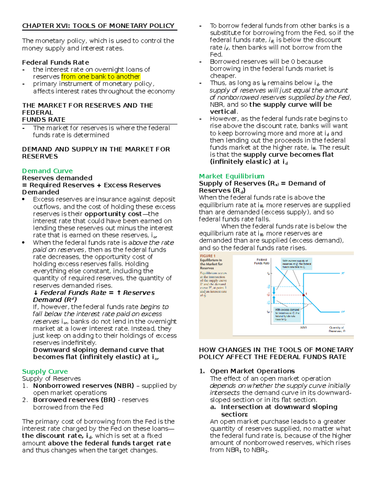 ECON 121 Chapter 16 - Mishkin-guided lecture - CHAPTER XVI: TOOLS OF ...