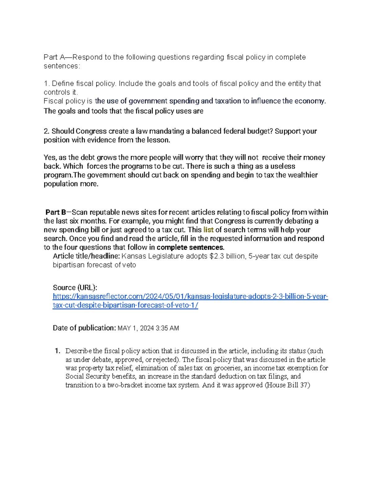 3.03 template. - Part A—Respond to the following questions regarding ...