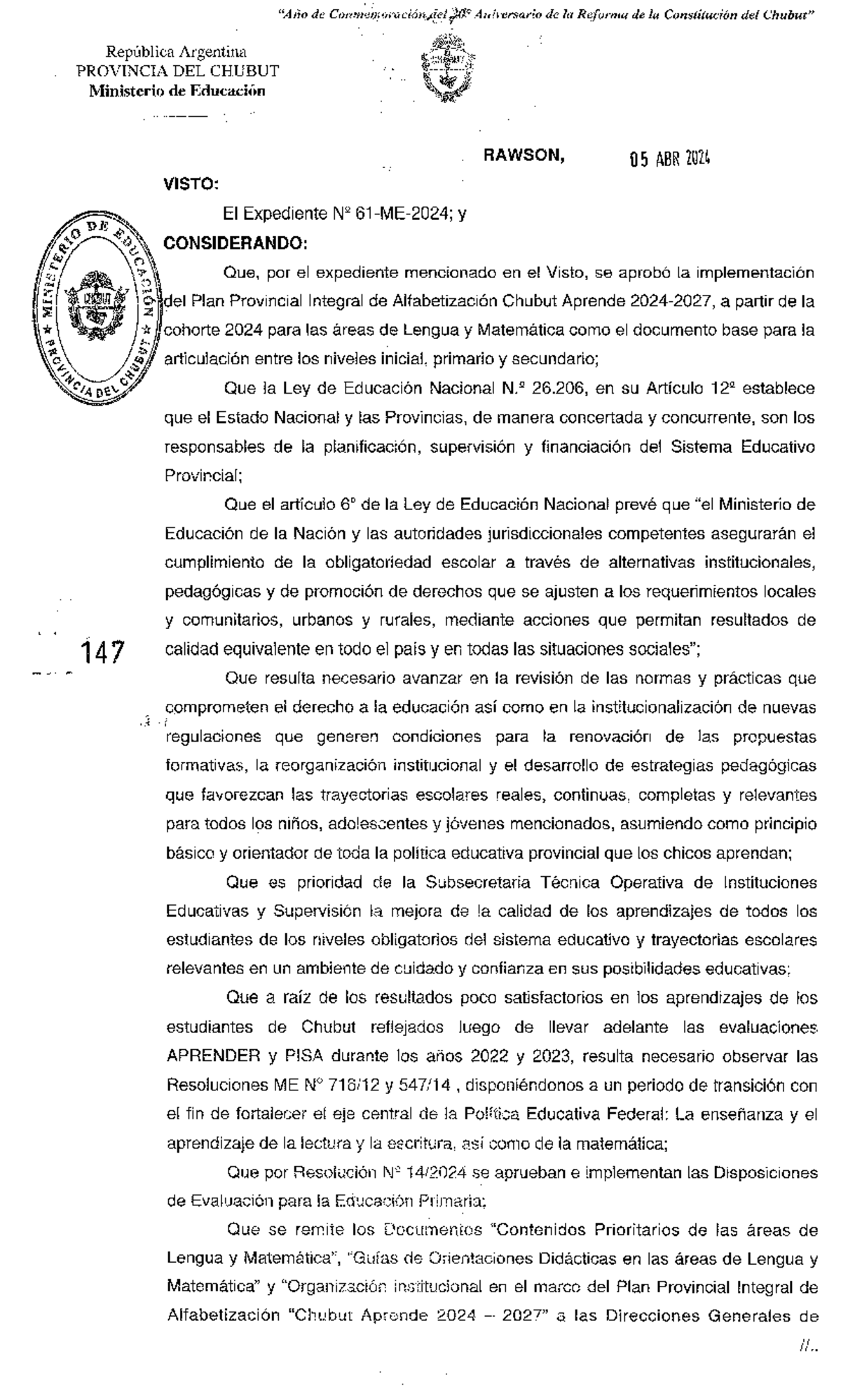 RES ME 147-24 I 1 - Son apuntes para realizar secuencias con el enfoque ...