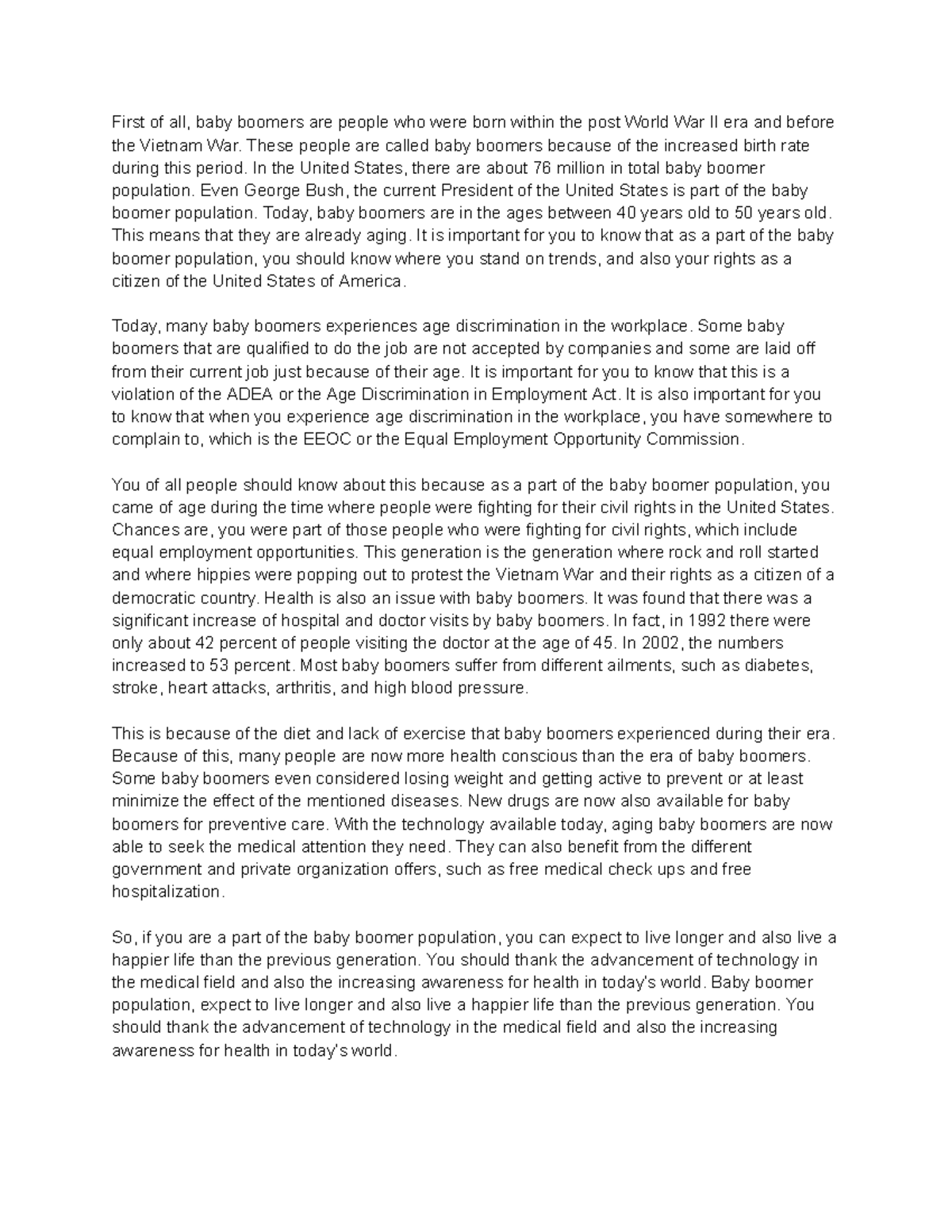 Baby Boomer Population Within The Post World War II Era and before The ...