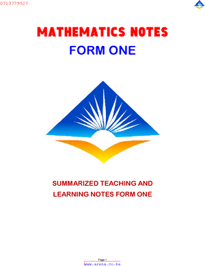 Mathematics - Mathematics Form 2 - Question Paper - ZERAKI ACHIEVERS’ EXAMINATIONS (2022) Term 3 ...