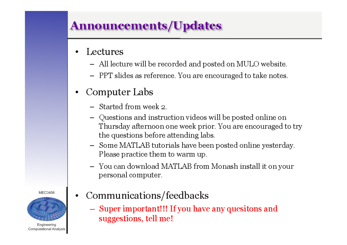 Lecture 2 - Announcements/Updates Lectures All lecture will be recorded ...