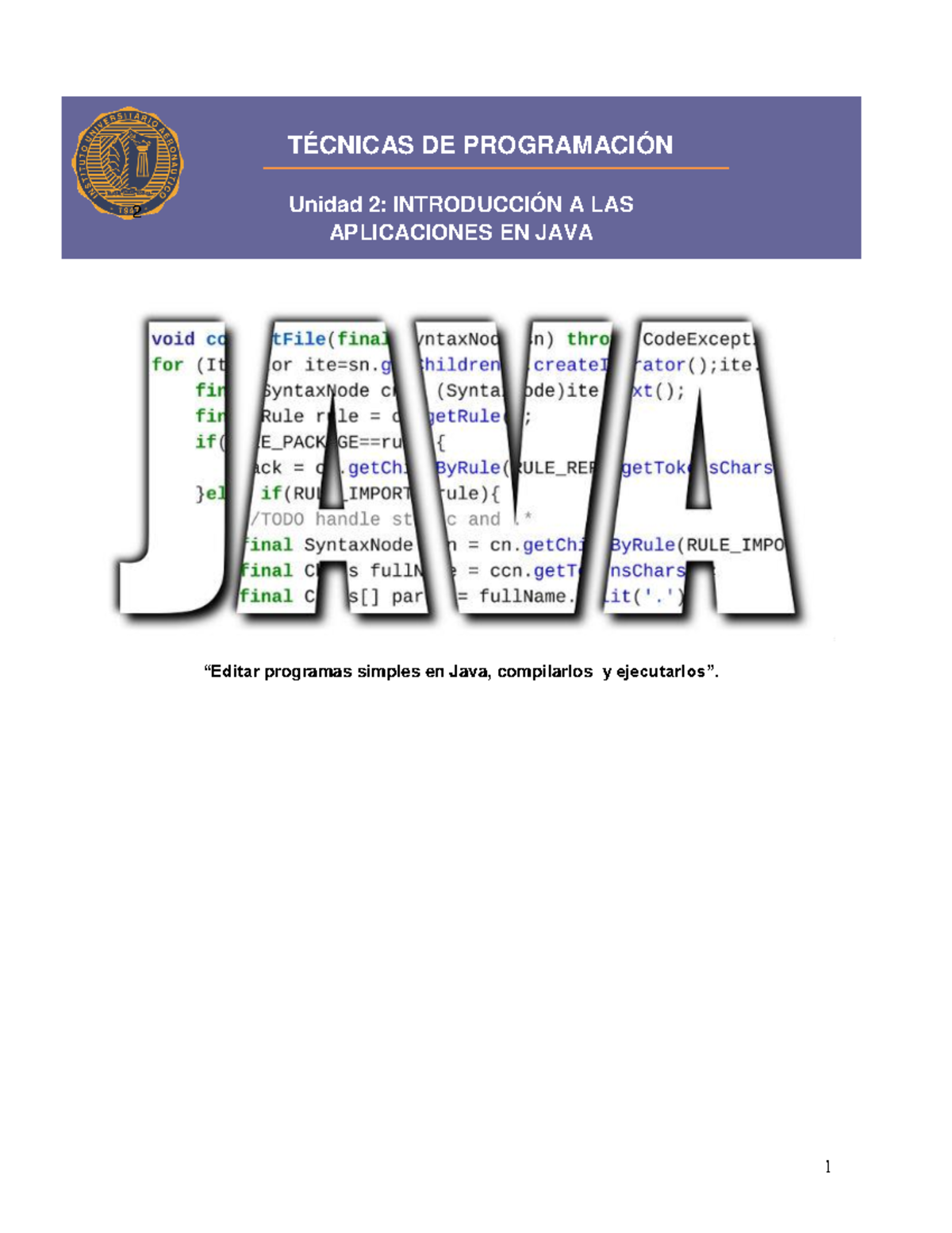 Unidad 2 Elementos basicos del lenguaje Java