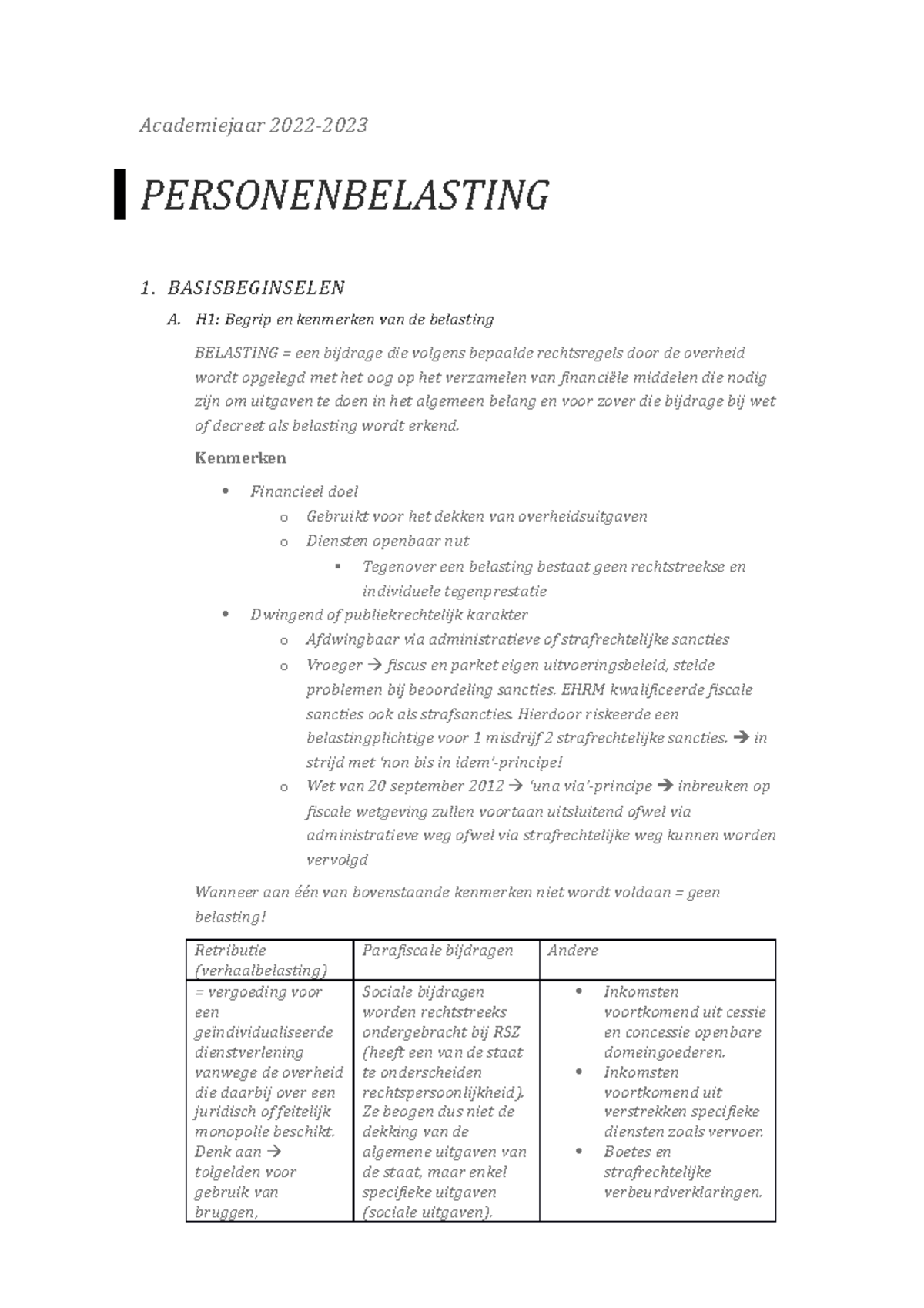 Samenvatting personenbelasting - Academiejaar 2022- PERSONENBELASTING 1 ...
