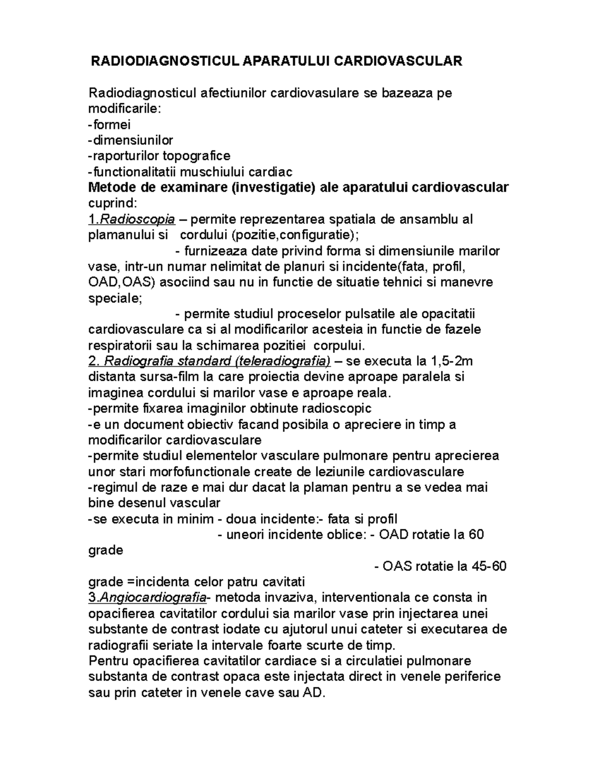 C5-Aparat cardio-vascular - RADIODIAGNOSTICUL APARATULUI CARDIOVASCULAR ...