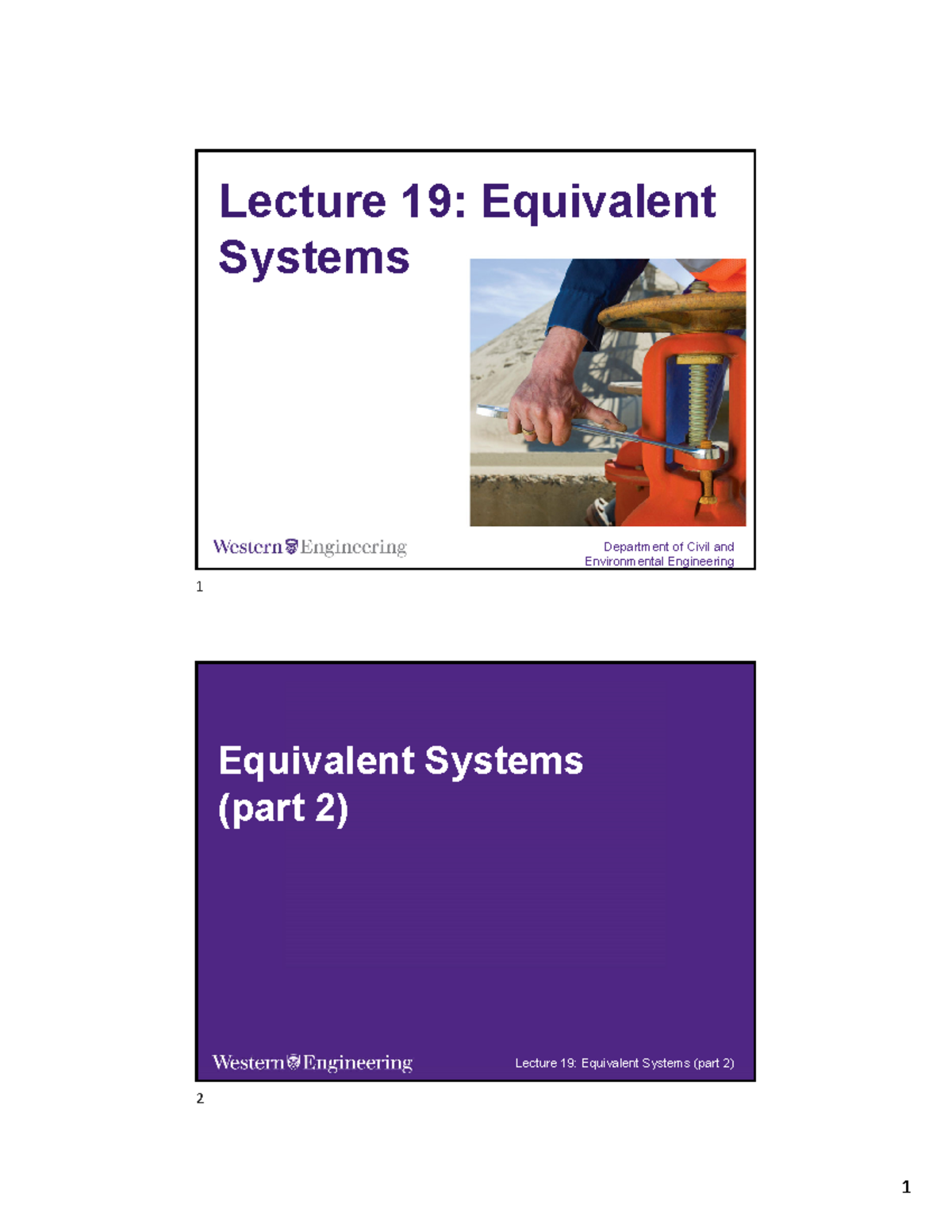 ES1022y Lecture 19 - Notes - Lecture 19: Equivalent Systems Department ...