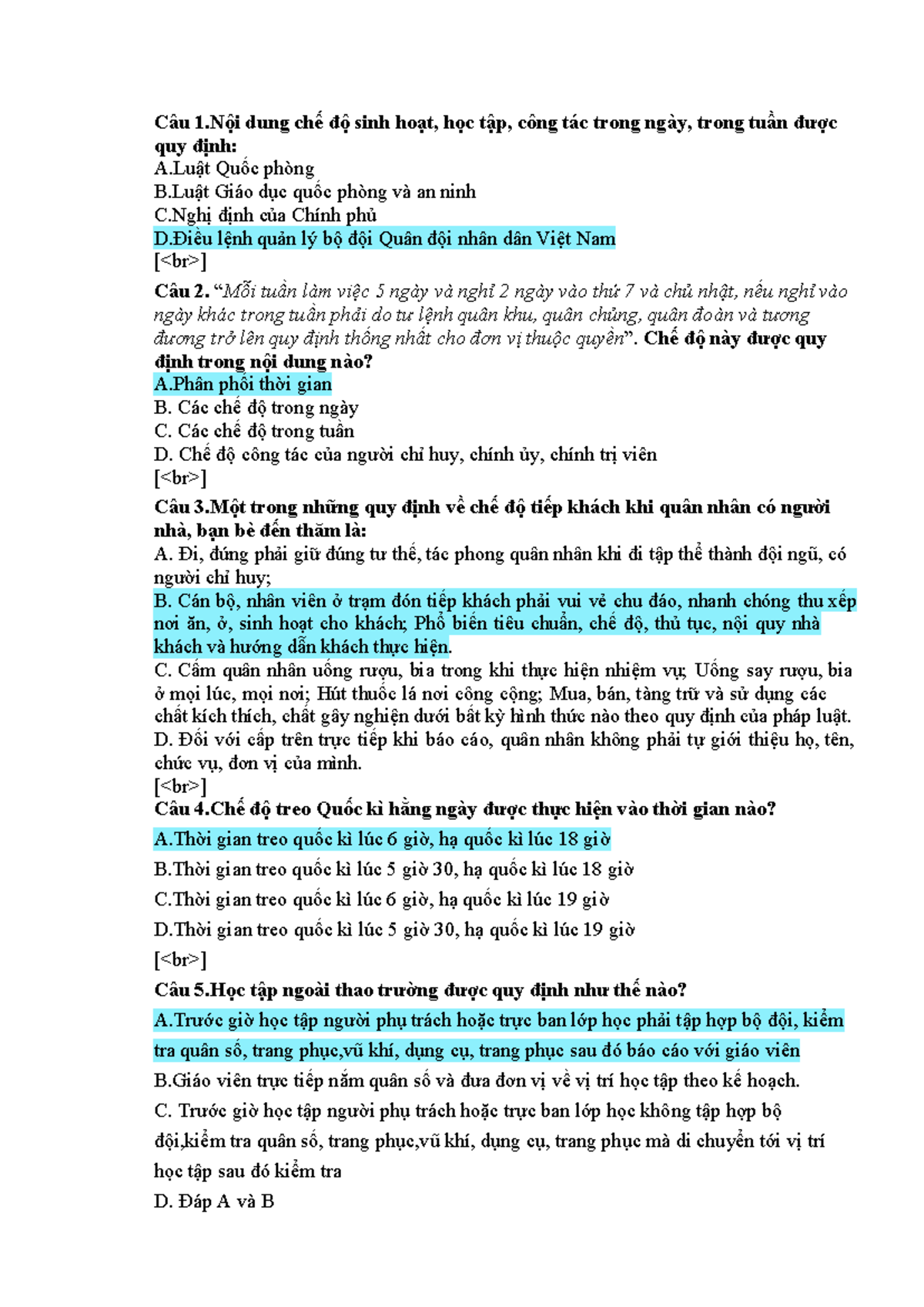 DE- Cuong-ON-TAP-TRAC- Nghiem-HP3-1-1 - Câu 1ội dung chế độ sinh hoạt, học tập, công tác trong ...