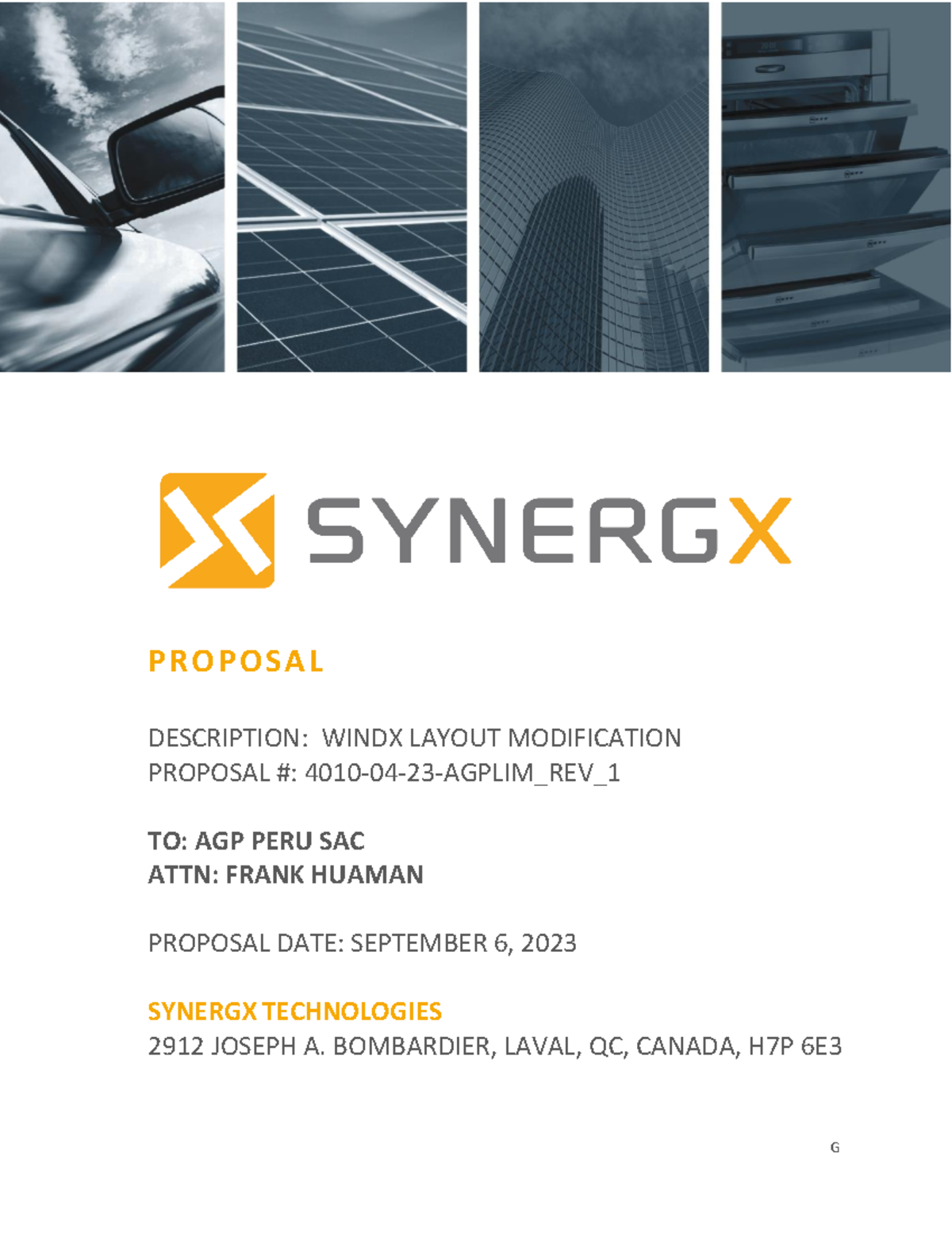 Modification layout Synergx - G PROPOSAL PROPOSAL DESCRIPTION: WINDX LAYOUT MODIFICATION ...