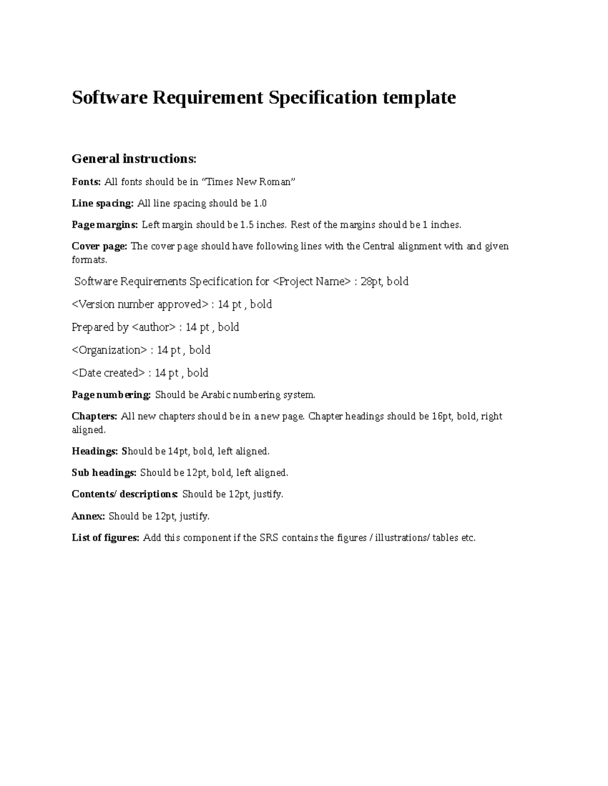 SRS Template - sdvdsv - Software Requirement Specification template ...