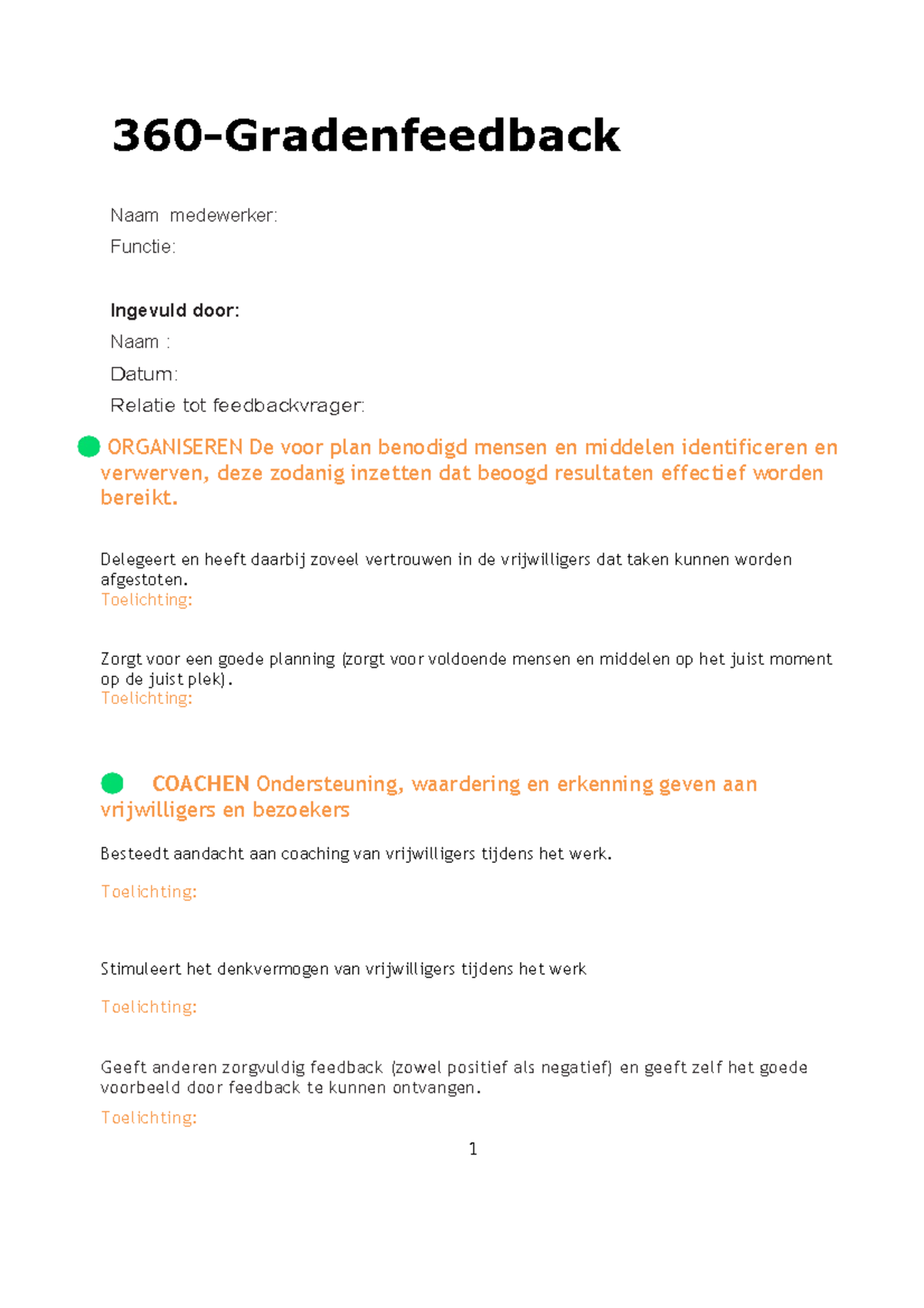360graden-Feedback-Vragenlijst - 360-Gradenfeedback Naam medewerker ...