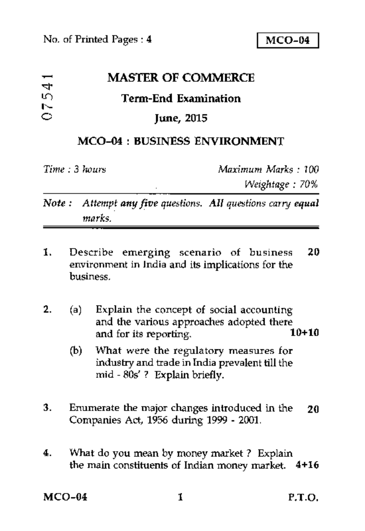 MCO-04 - It's lecture notes - No. of Printed Pages : 4 MCO- , MASTER OF ...